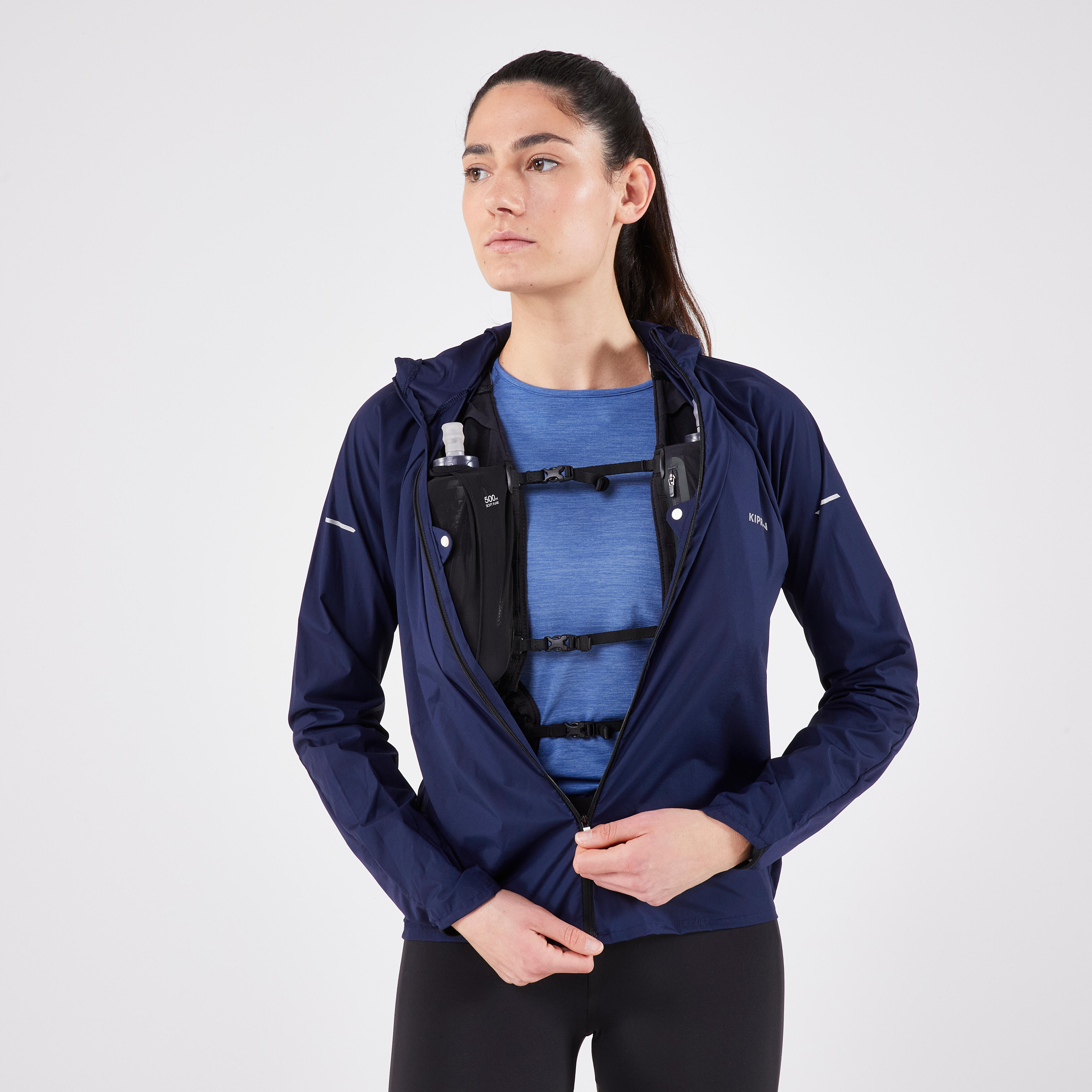 Women's Windproof Running Jacket Run 900 - Steel blue - Kiprun - Decathlon