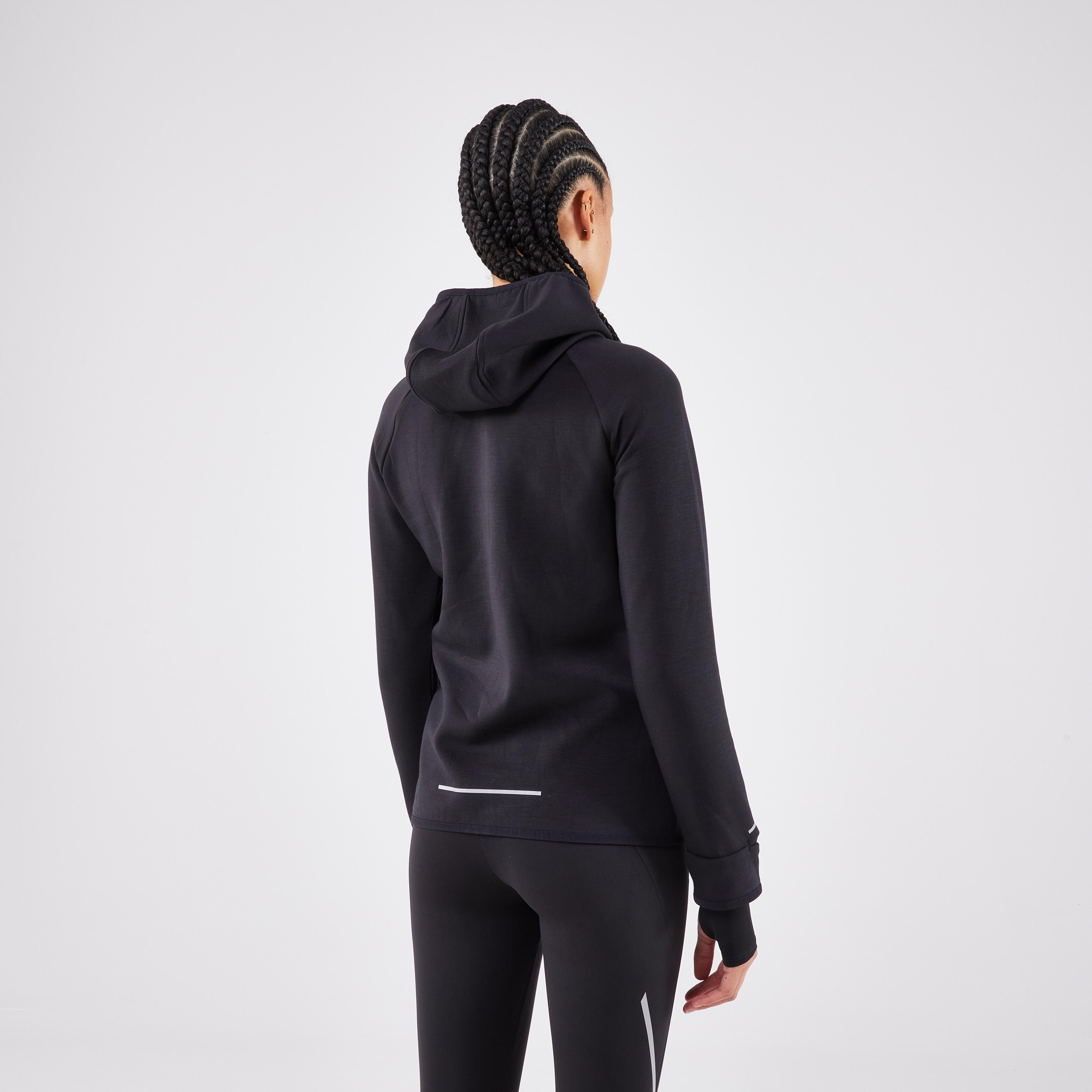Women's warm running jacket - KIPRUN RUN 500 Warm - Smoky black - Decathlon