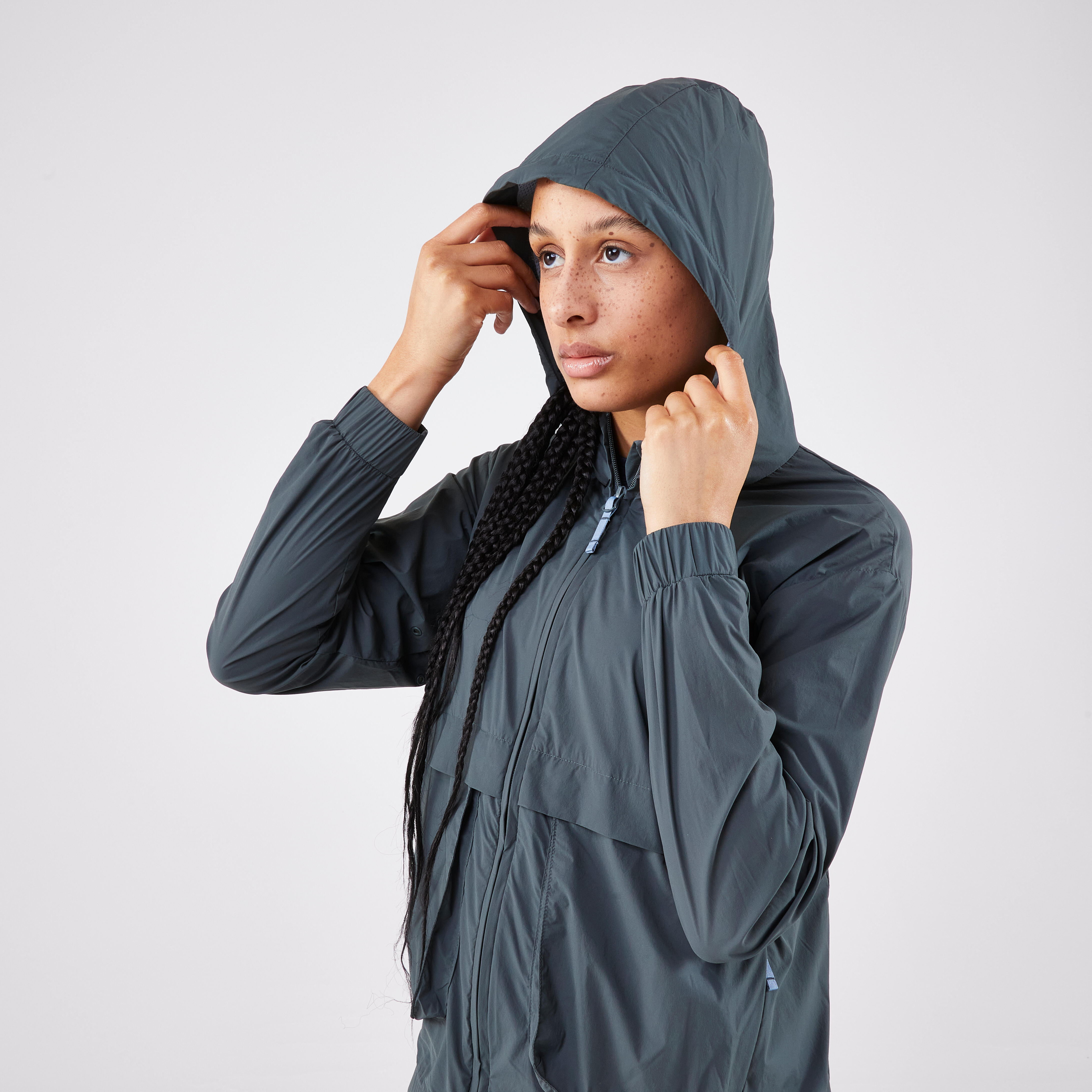 Women's Windproof Running Jacket - Run 500 - Dark grey green - Kiprun ...
