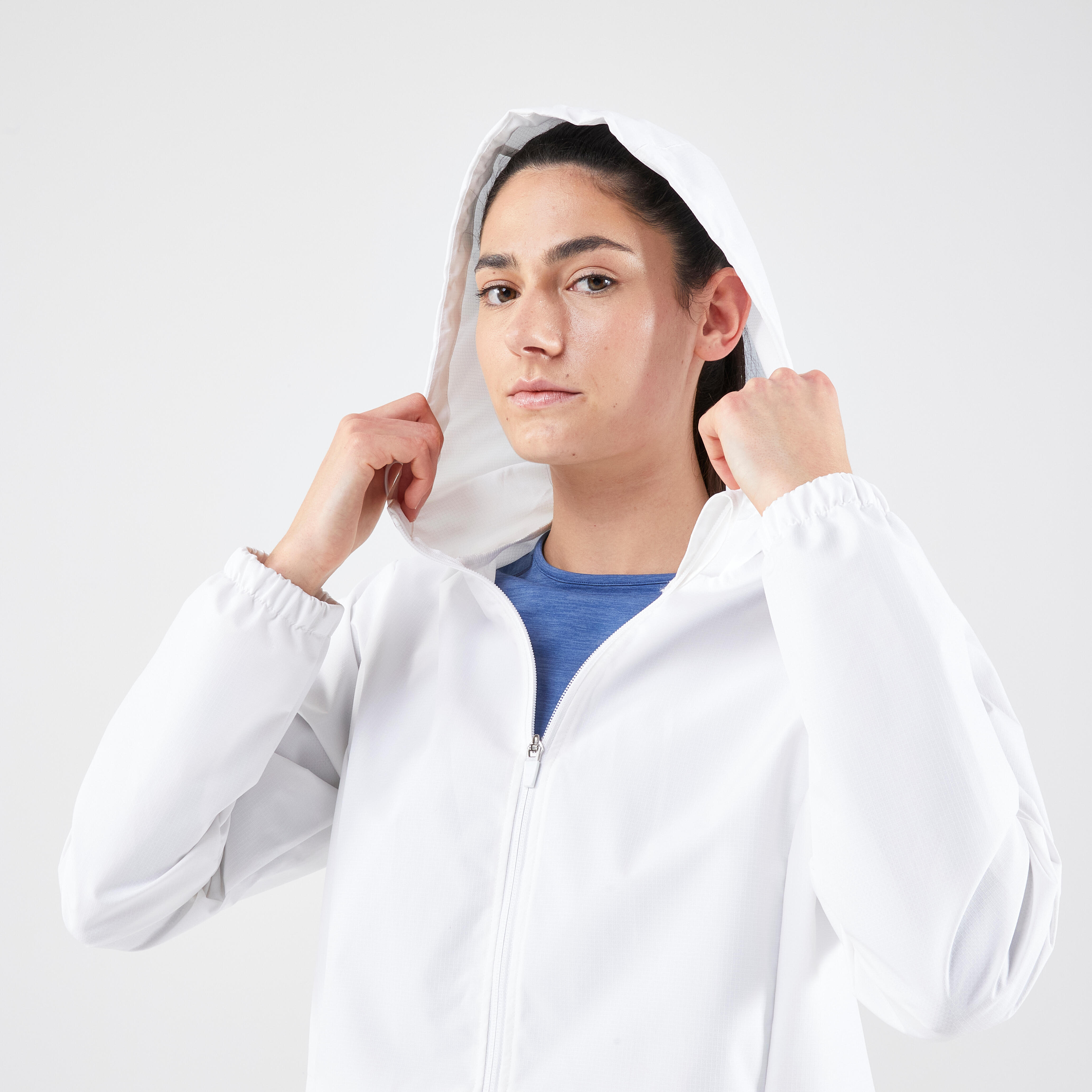 Segunda vida - Chamarra de running impermeable blanca para mujer Kiprun ...