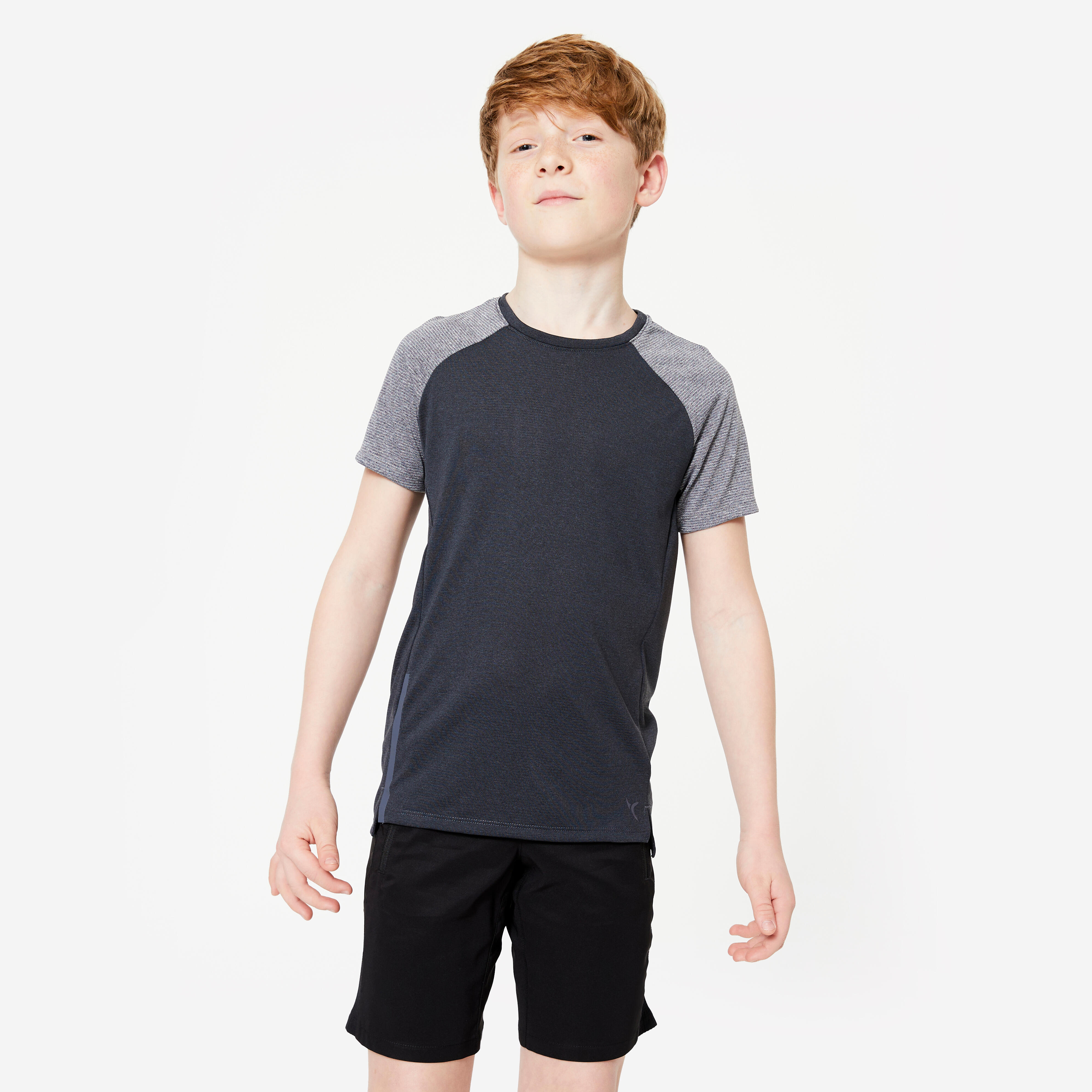 S580 breathable gym t-shirt - Boys - graphite black, no dye - Domyos ...