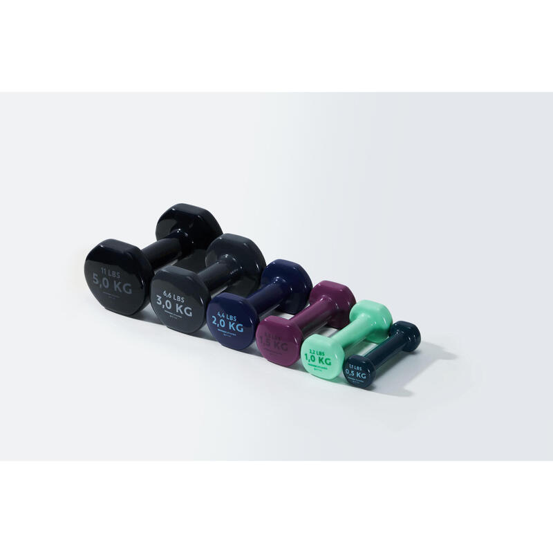 DOMYOS - Haltere fitness 2*1 kg, verde, fontă parțial reciclată | Decathlon