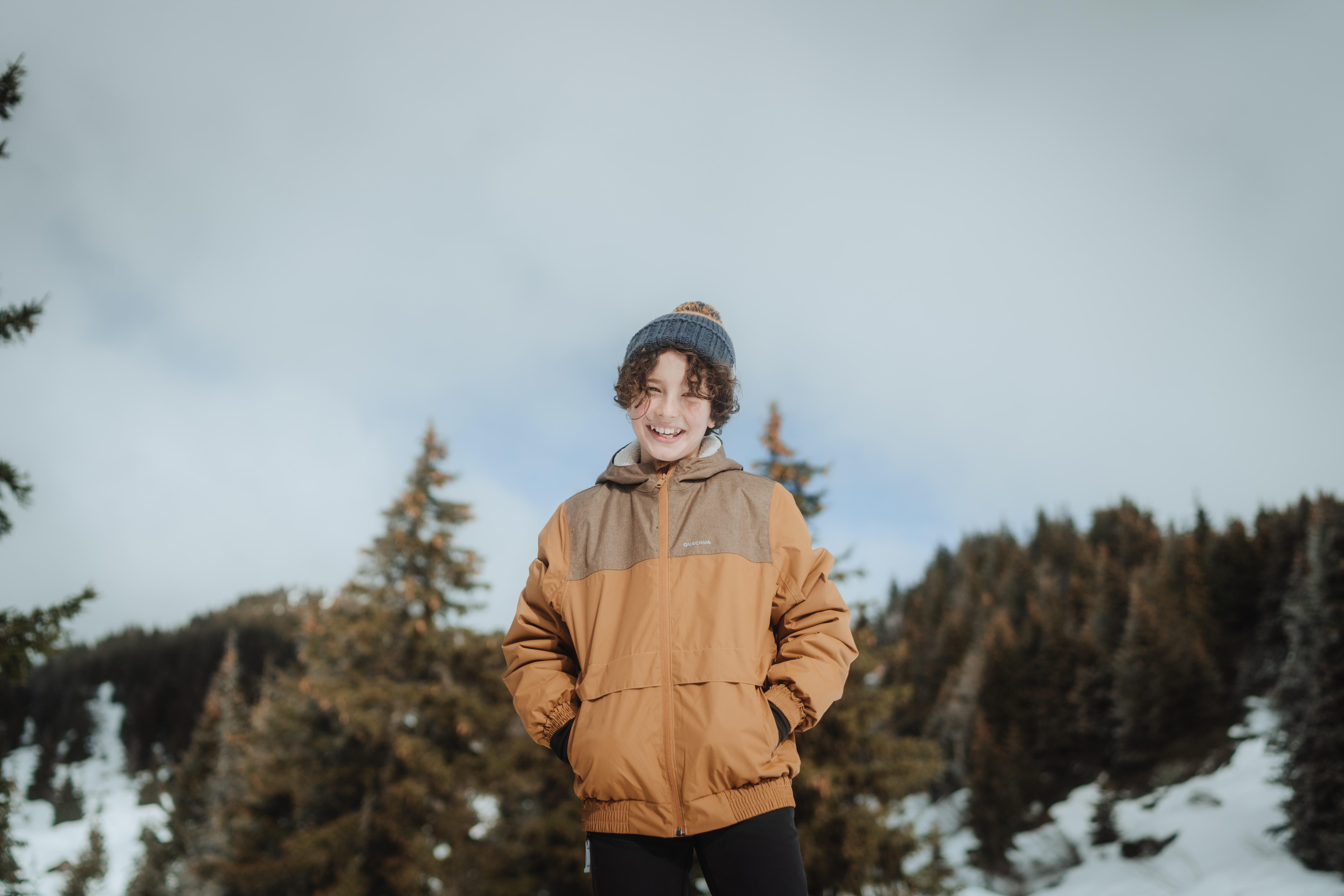 Kids’ Warm Waterproof Winter Jacket - SH 100 Age 7-15 - Macchiato brown ...