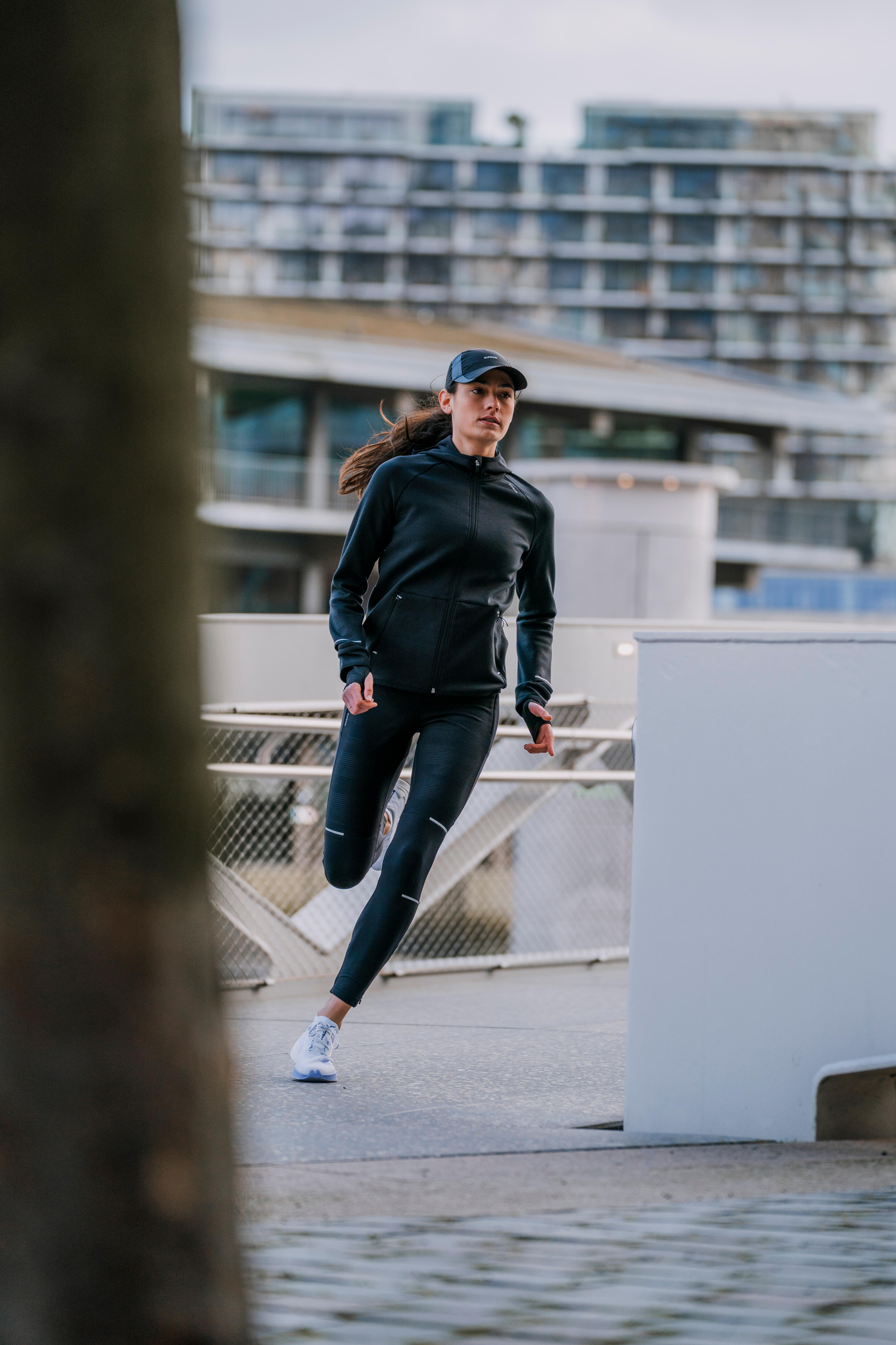 Women's Warm Running Leggings - Run 900 - smoked black - Kiprun - Decathlon