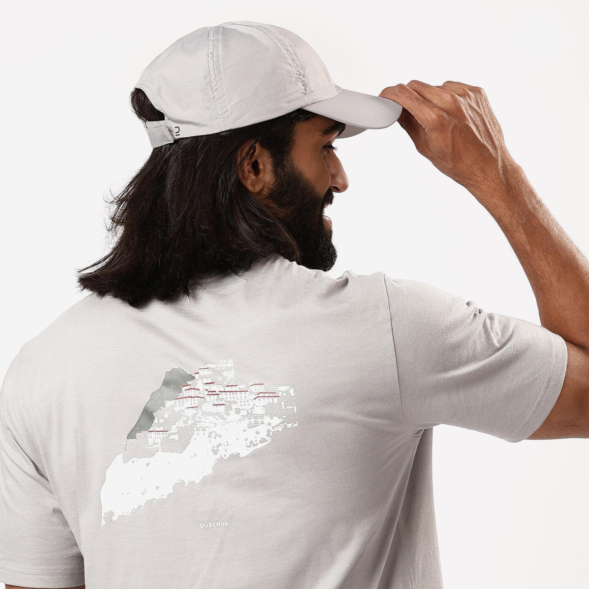 Travel Trekking Cap | TRAVEL 100 - Light Grey