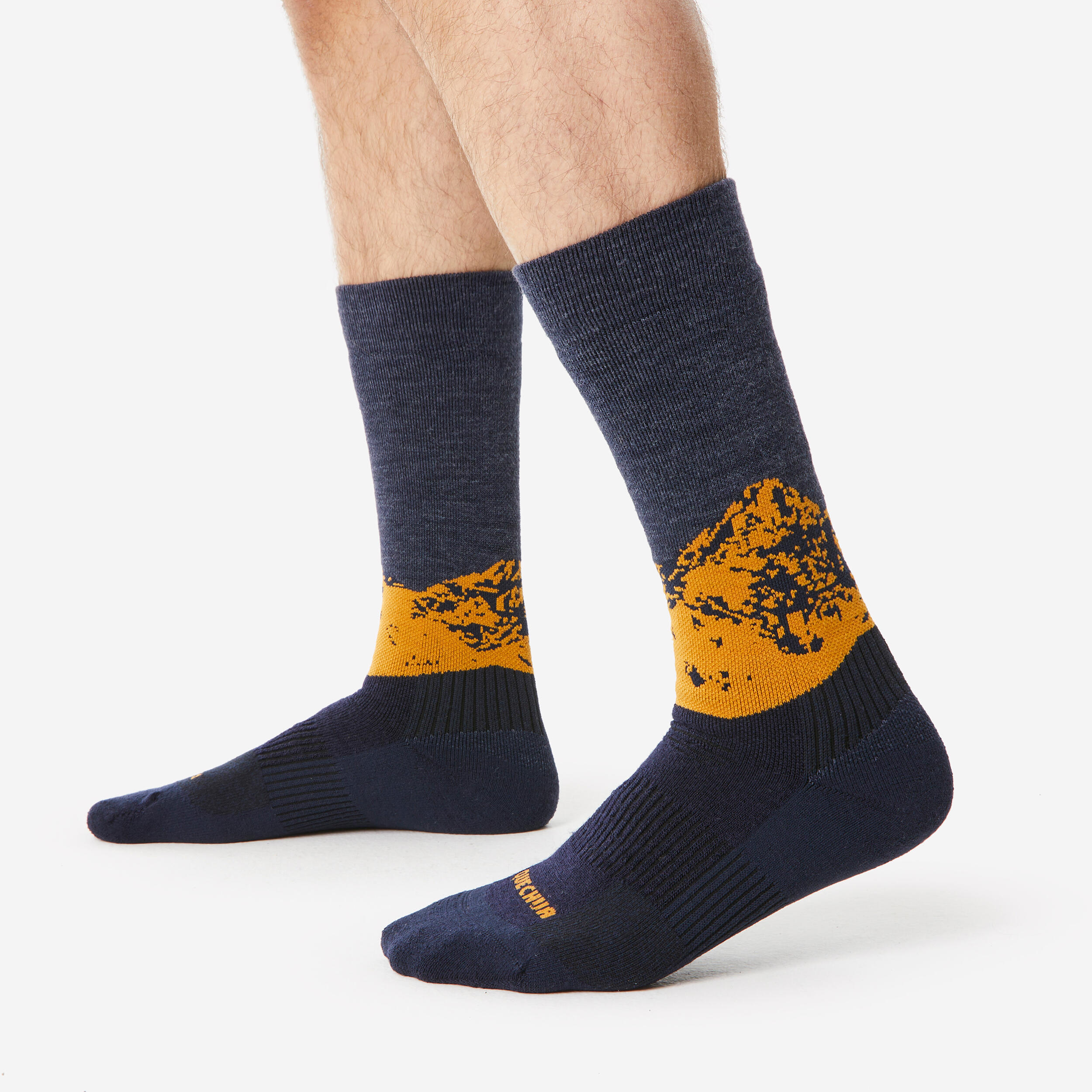 Warm Mid-Height Merino Wool Hiking Socks x 2 pairs – SH 500 - Asphalt ...