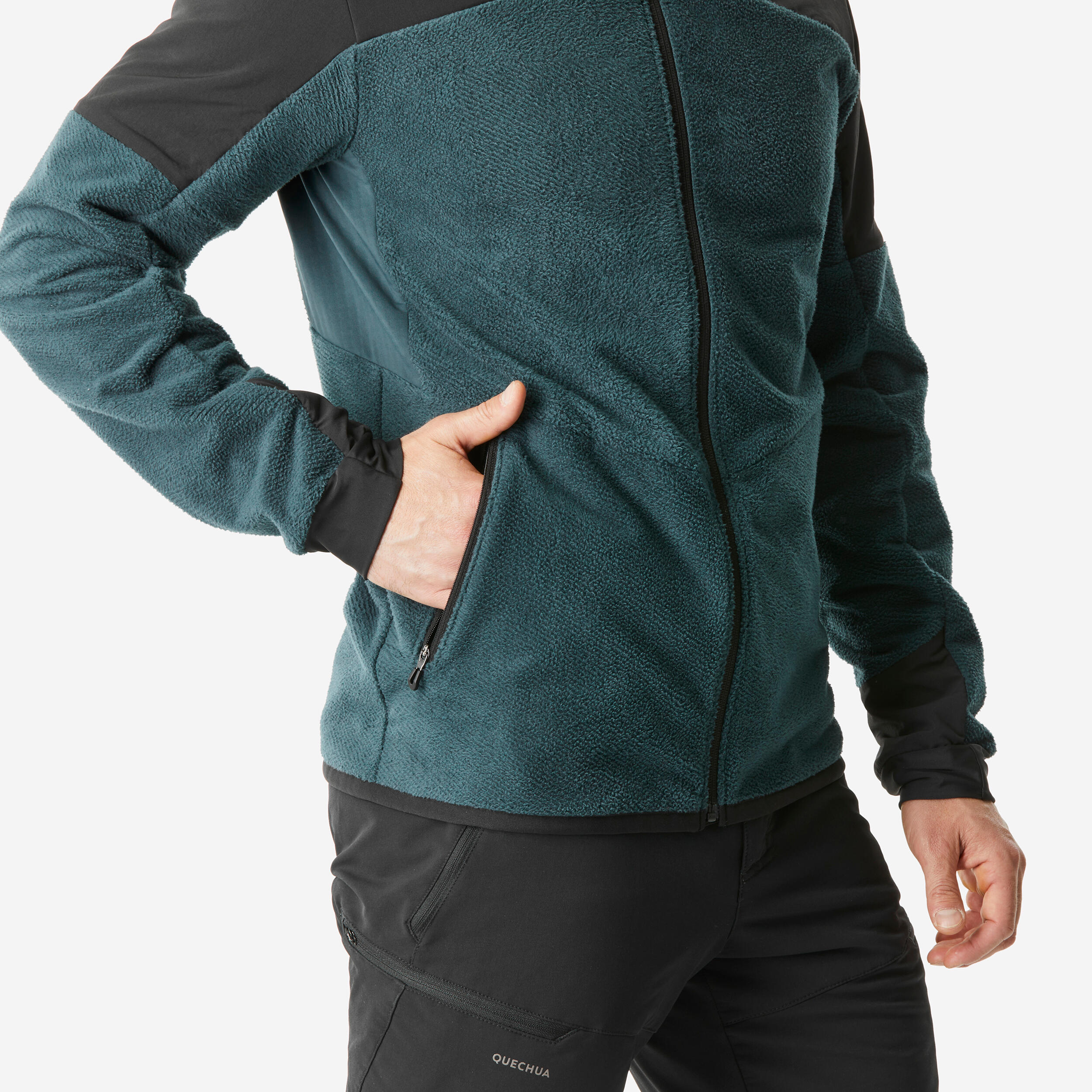 Veste de randonnée en polaire homme – SH 500 - Abîme vert, Noir Fum ...