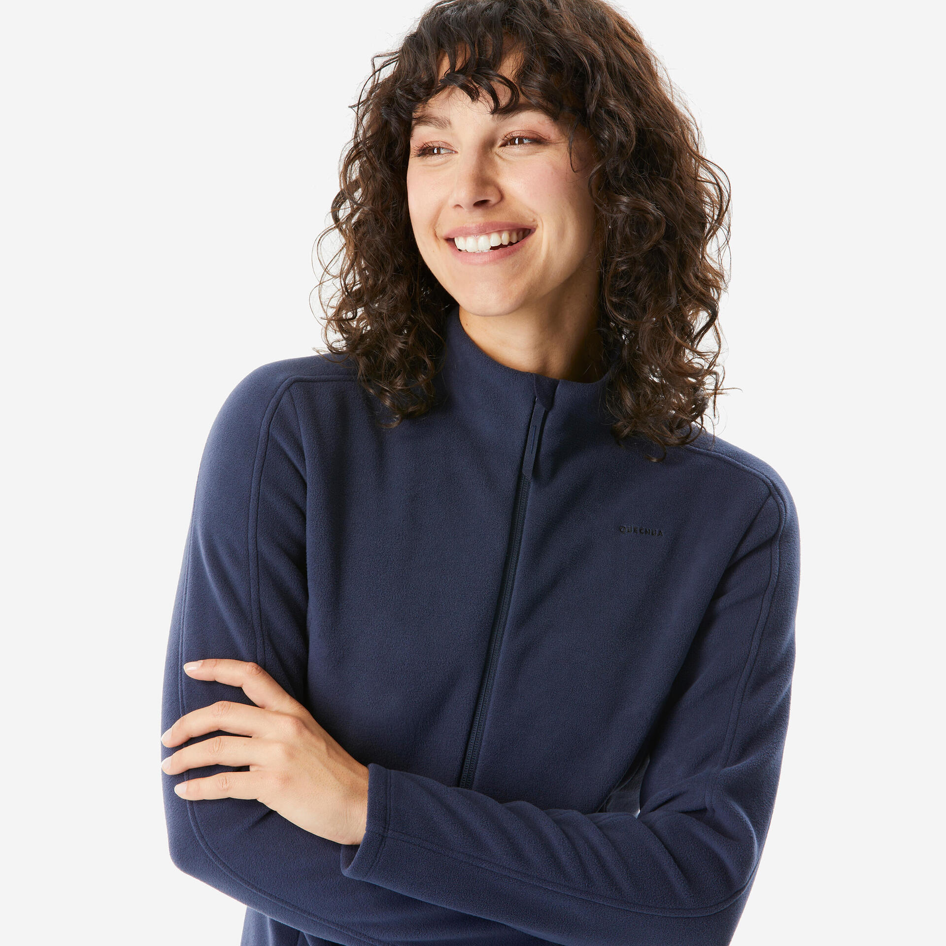 Women’s mountain hiking fleece jacket, MH500 Full Zip - Blue