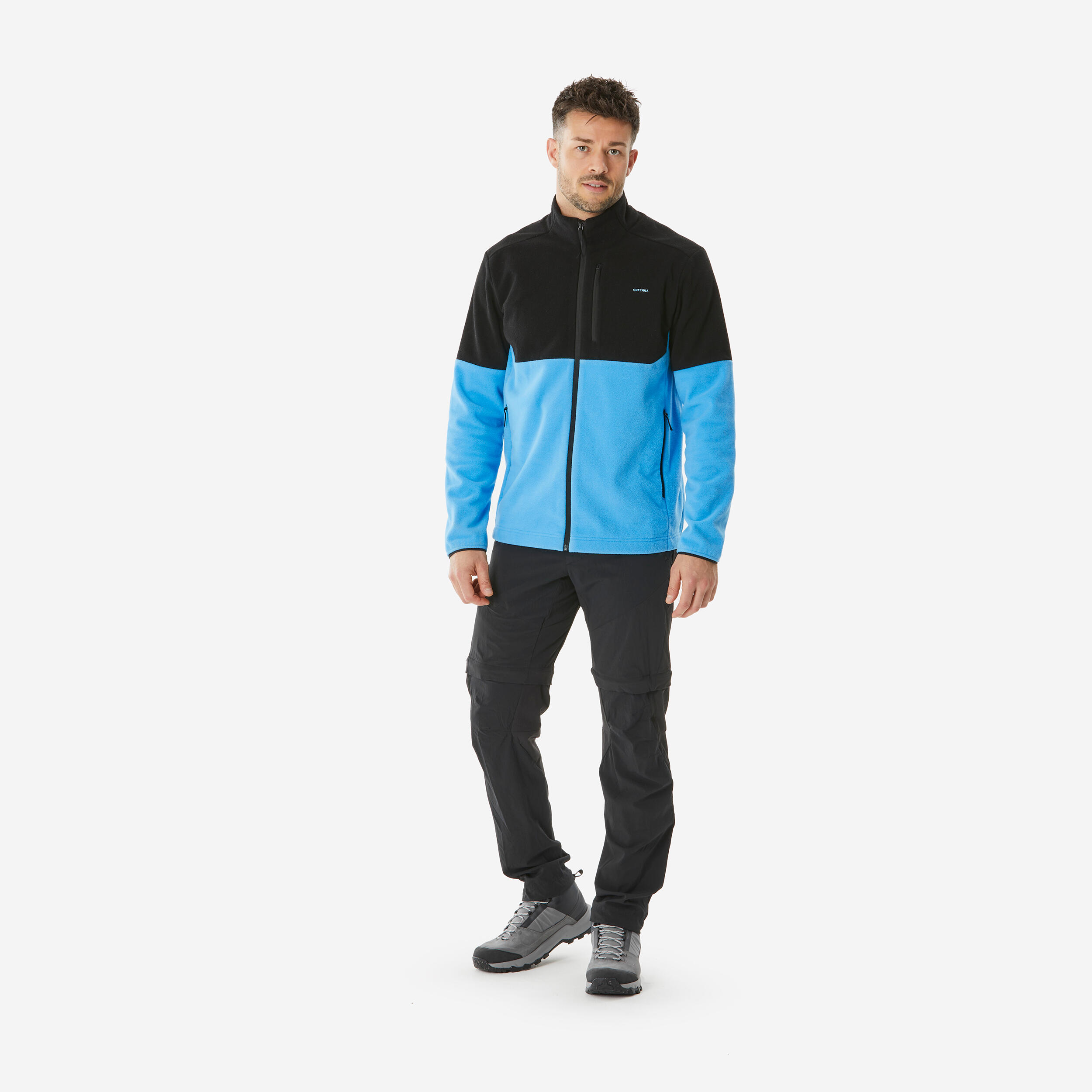 Men’s mountain hiking fleece jacket, MH500 Full Zip - Blue - Decathlon