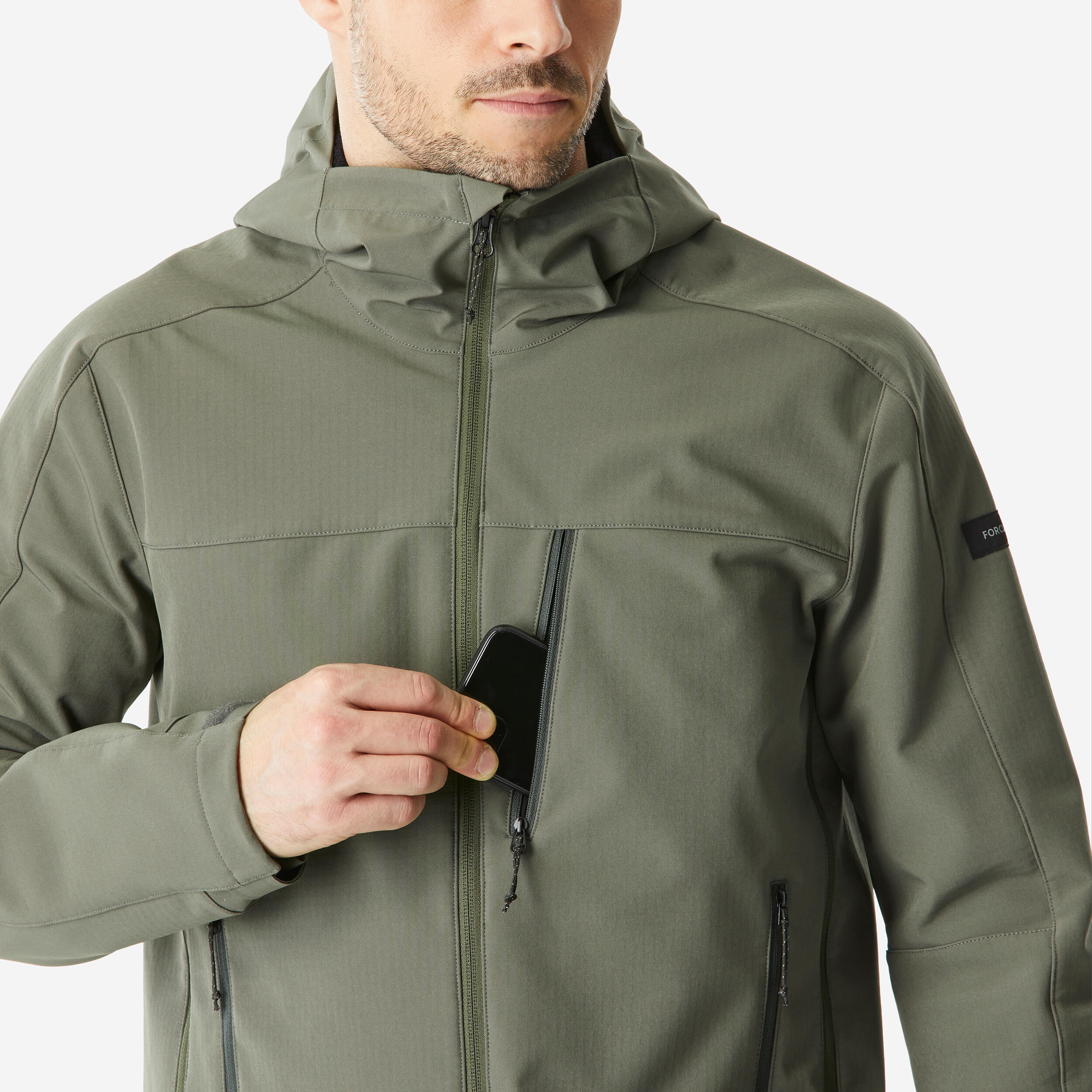 Men’s Softshell Hiking Jacket - MY 500 Windwarm - Bronze khaki green ...