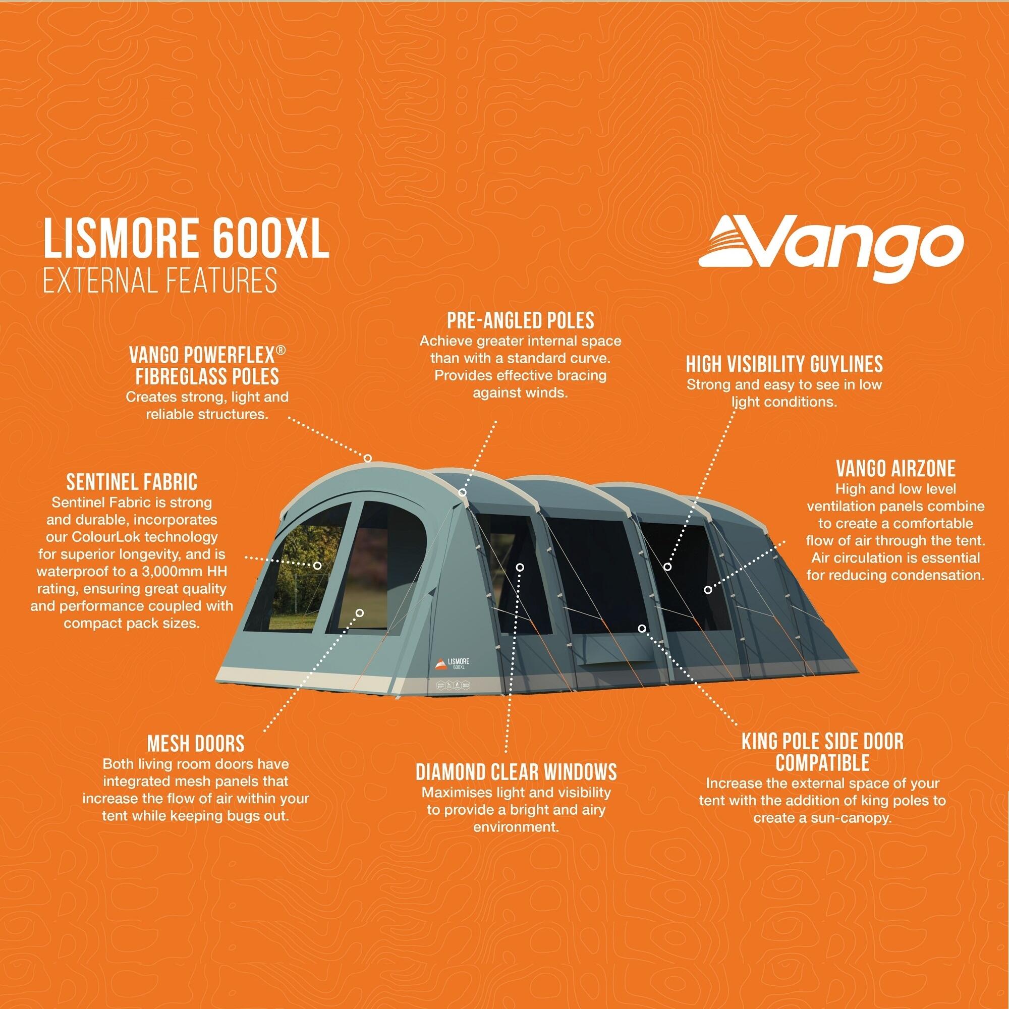 Vango Lismore 600XL Pack - Poled 6 Man Family Tent VANGO | Decathlon