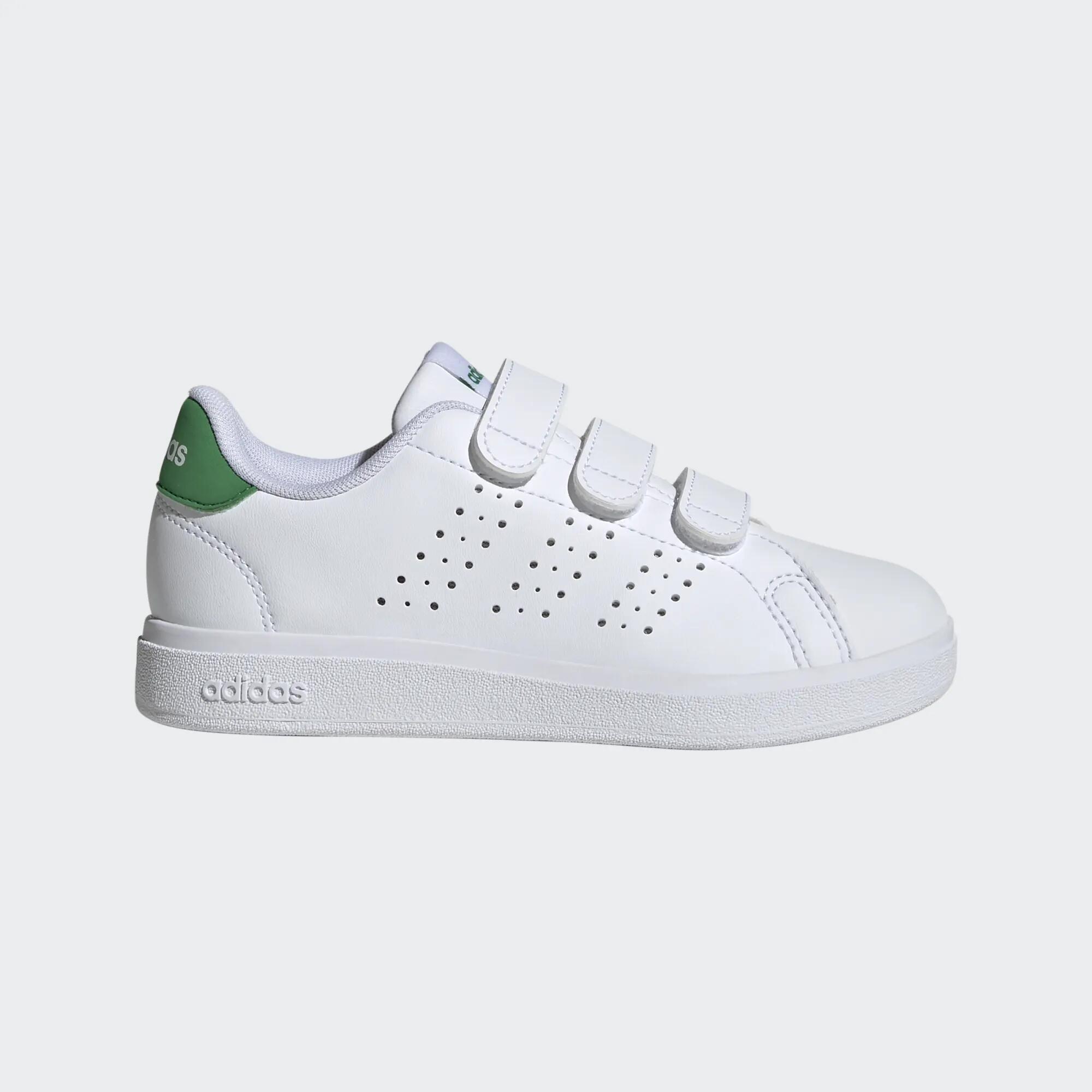 Tenis Adidas Advantage Velcro Niños Blanco Verde - Decathlon