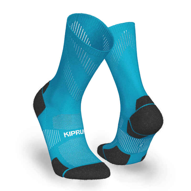 RUN900 MID-CALF FINE RUNNING SOCKS - BLUE - Decathlon
