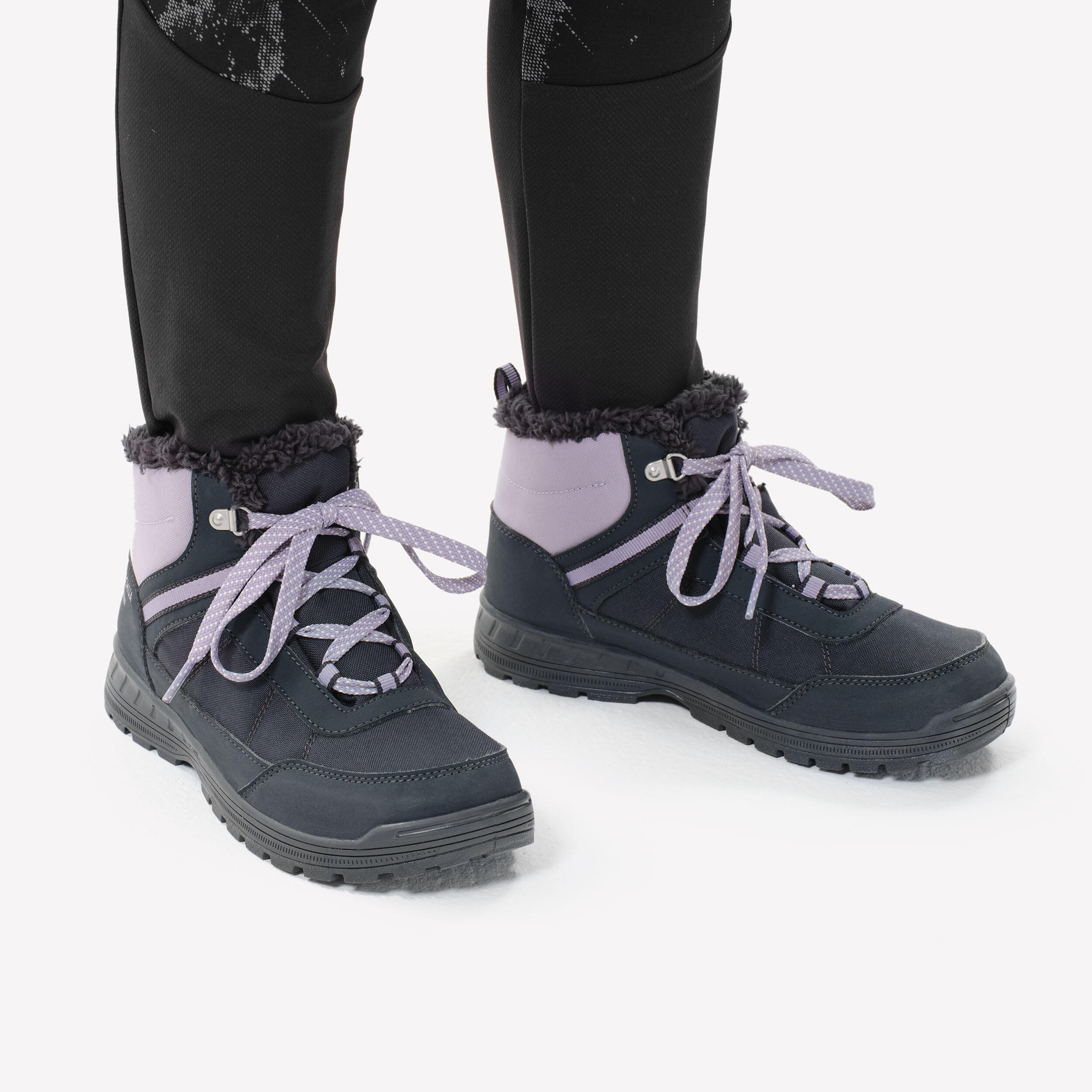 Kids’ Lace-Up Waterproof Winter Boots – SH 100 Sizes 3.5-6 - graphite ...