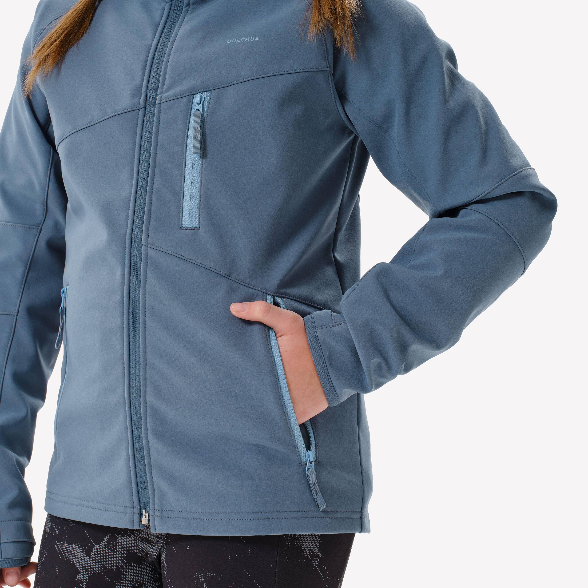 Kids’ Softshell Hiking Jacket - MH 900 Ages 7-15 - Storm Blue, Cloudy ...