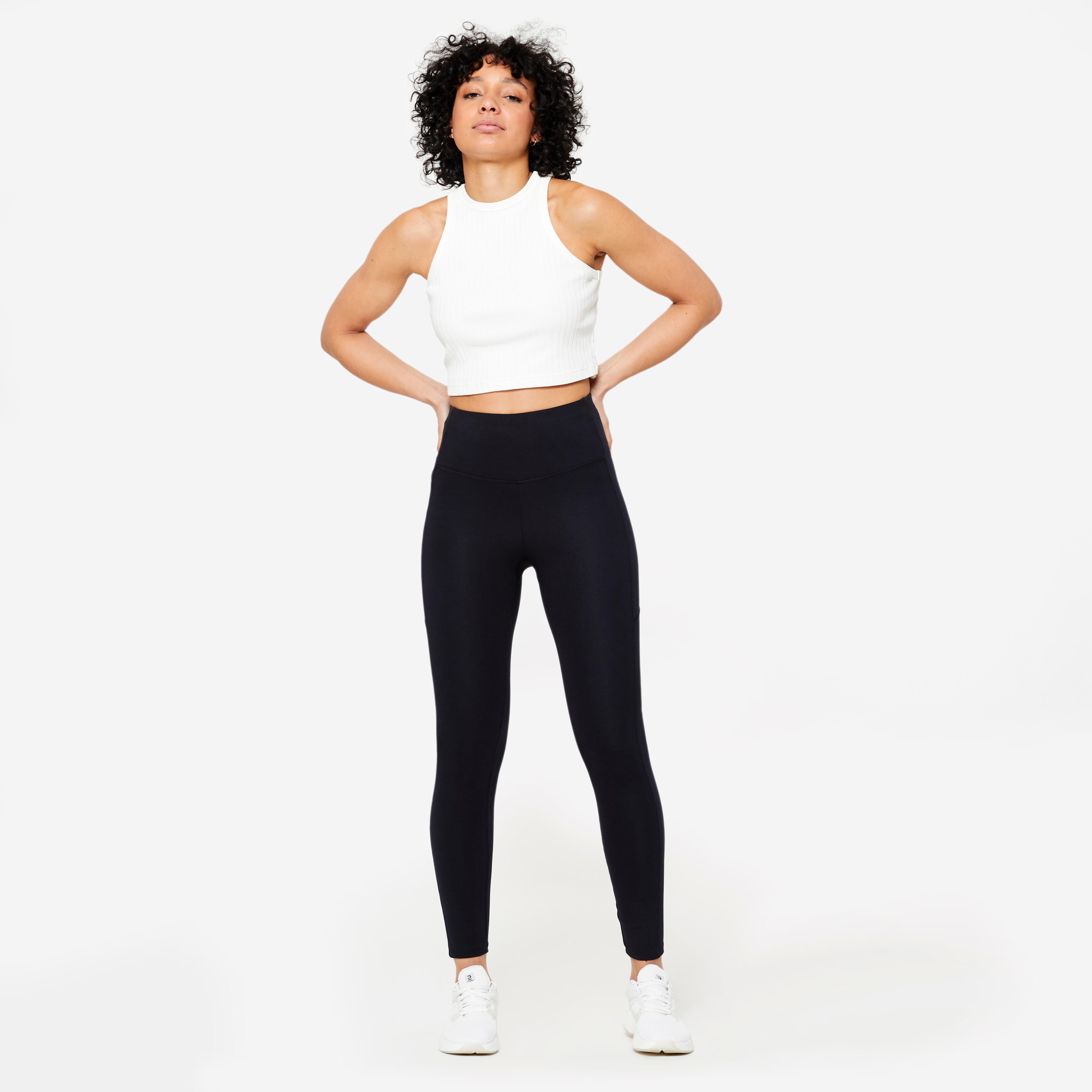 Legging à taille haute femme – 520 - Ultra Noir - Domyos - Décathlon