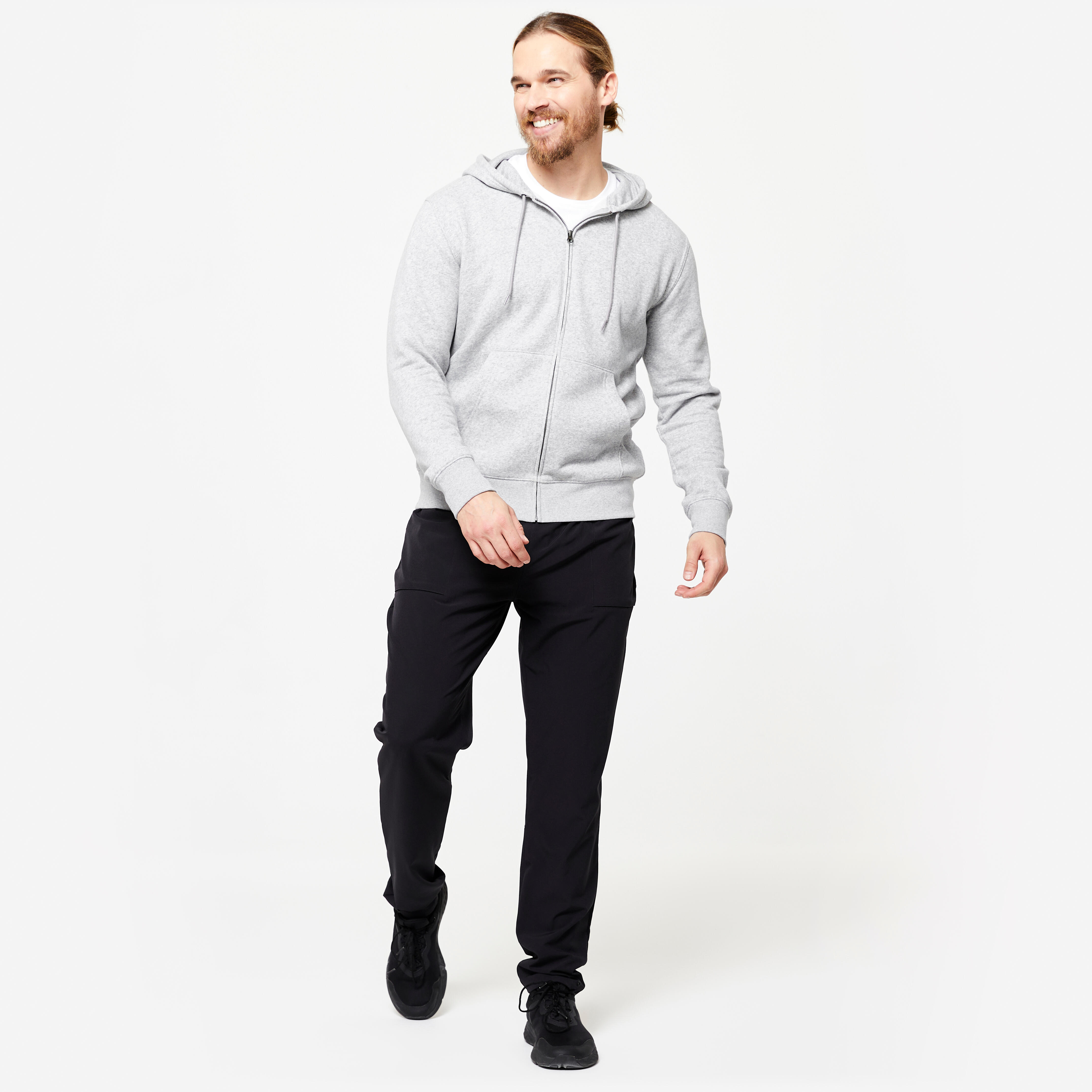 Men’s Zip-Up Fitness Hoodie - 100 - Iron grey - Domyos - Decathlon