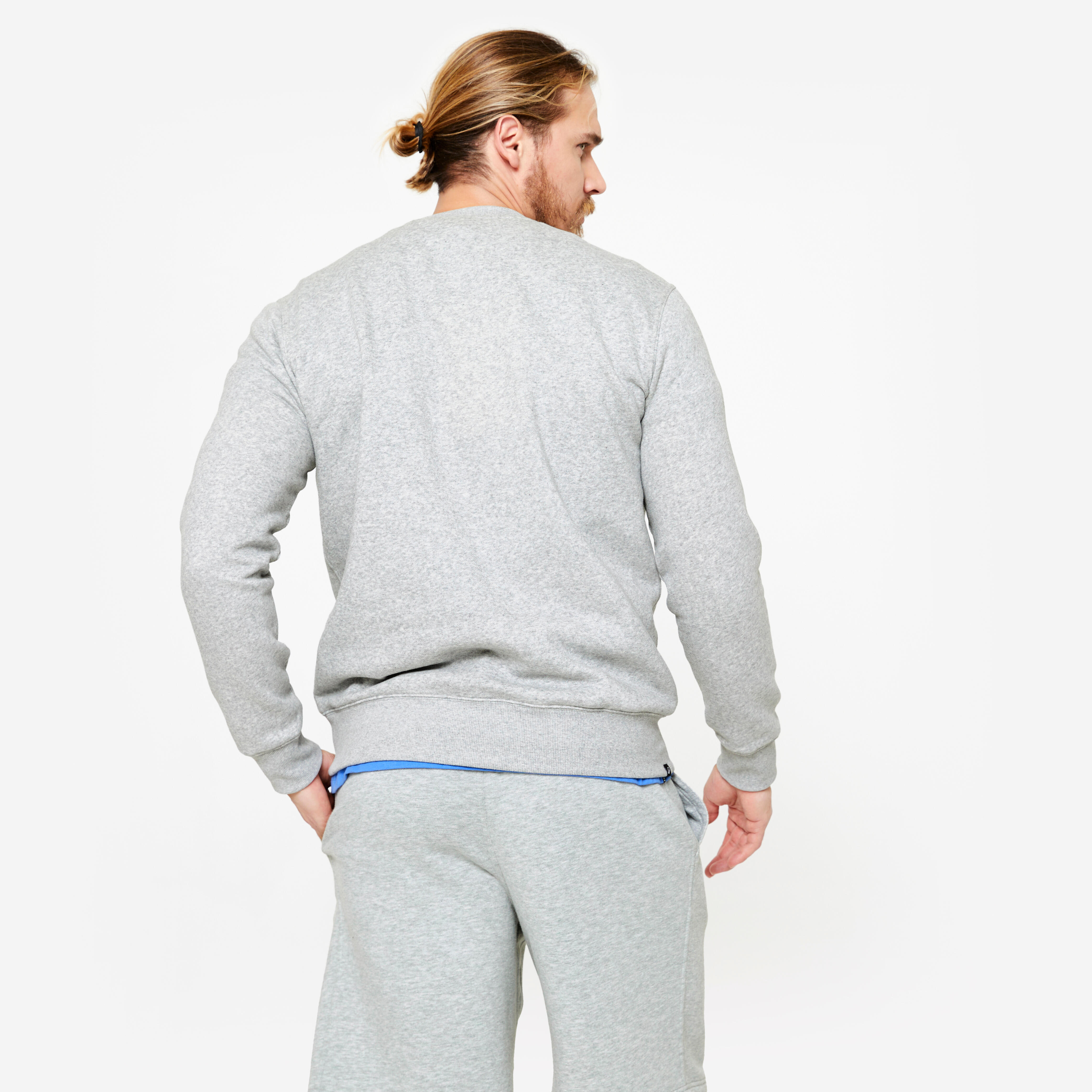 Men’s Cotton Sweatshirt - 500 Essentiel - Grey - Domyos - Decathlon