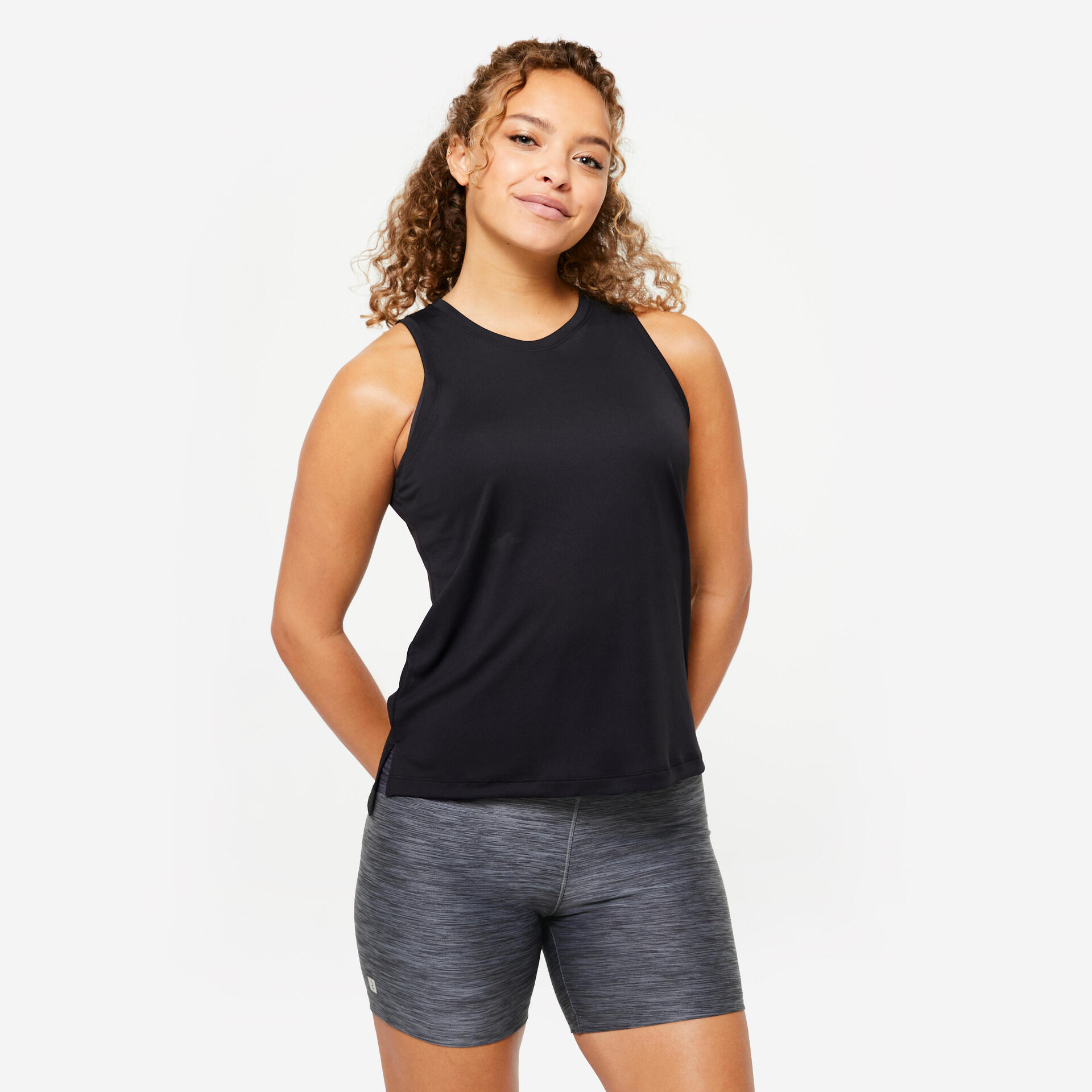 Women's Straight-Cut Fitness Tank Top - Smoky Black