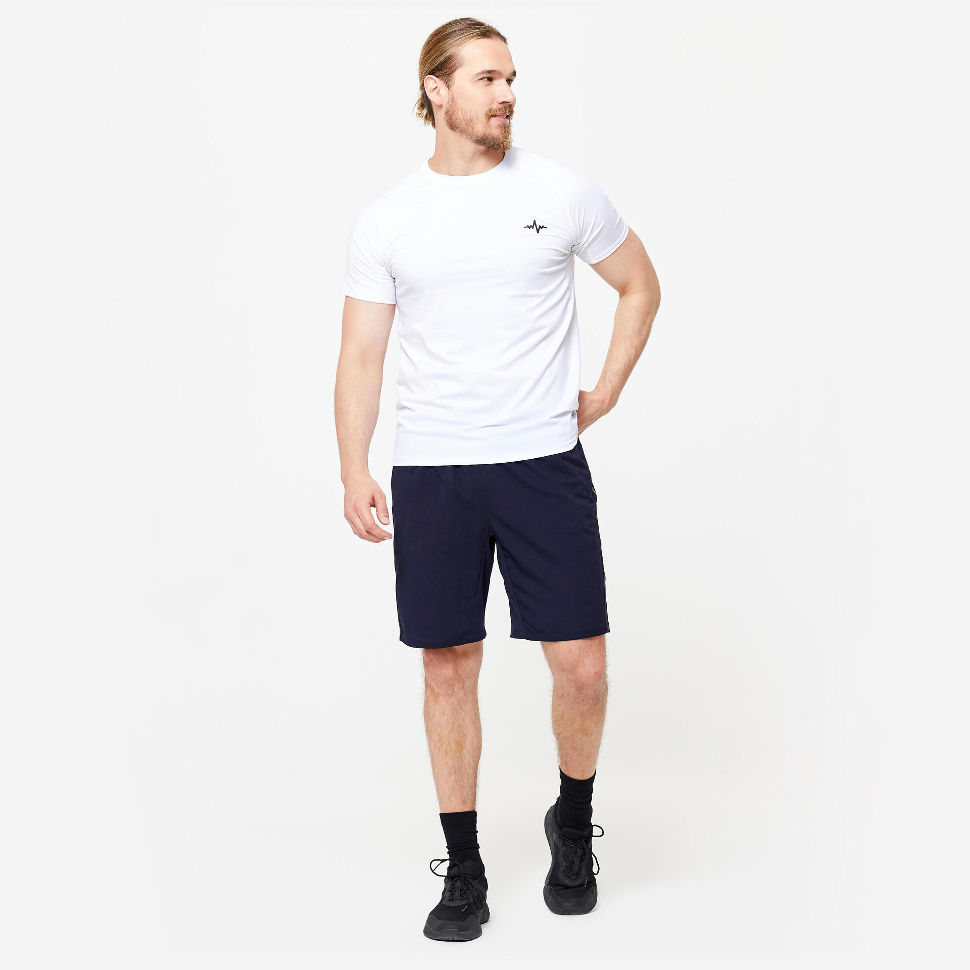 Men's Breathable Fitness Shorts with Zip-Up Pockets - Navy