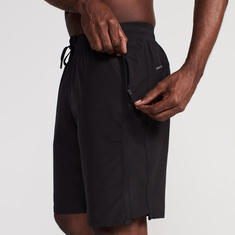 Short de fitness respirant poches zippées homme - noir DOMYOS | Decathlon