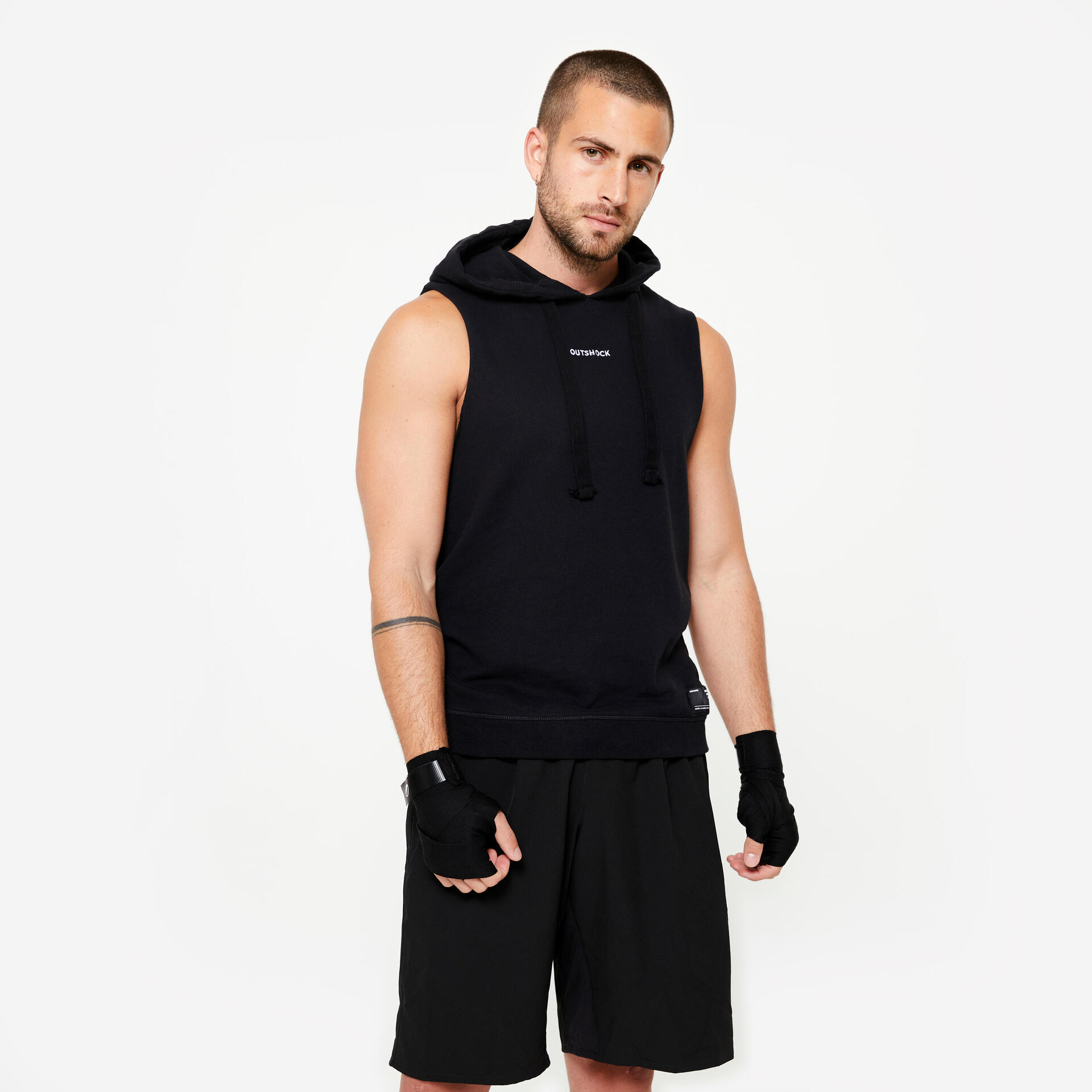 Boxing Hooded Tank Top - Black
