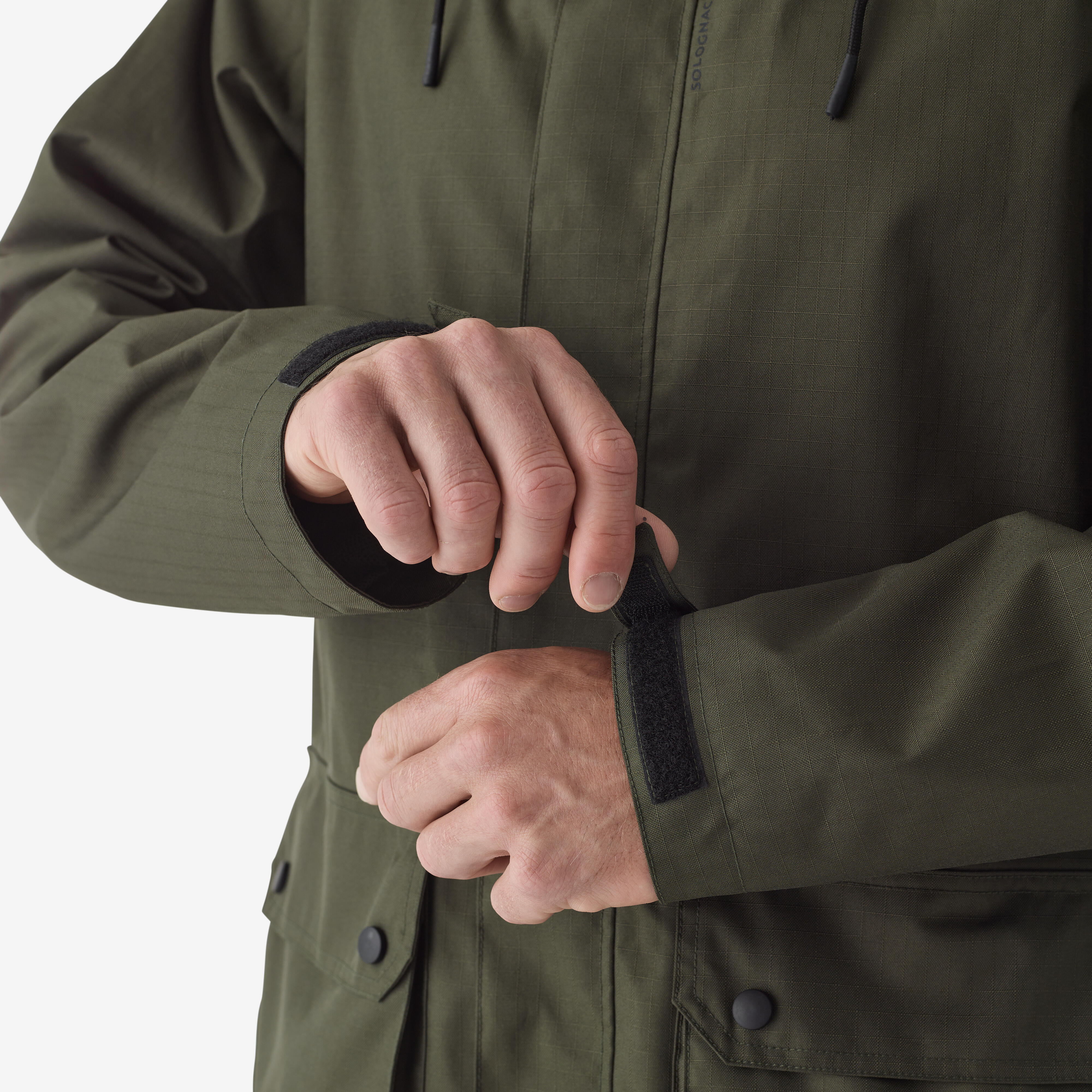 Men's Waterproof Jacket - 500 Green - Deep khaki - Solognac - Decathlon