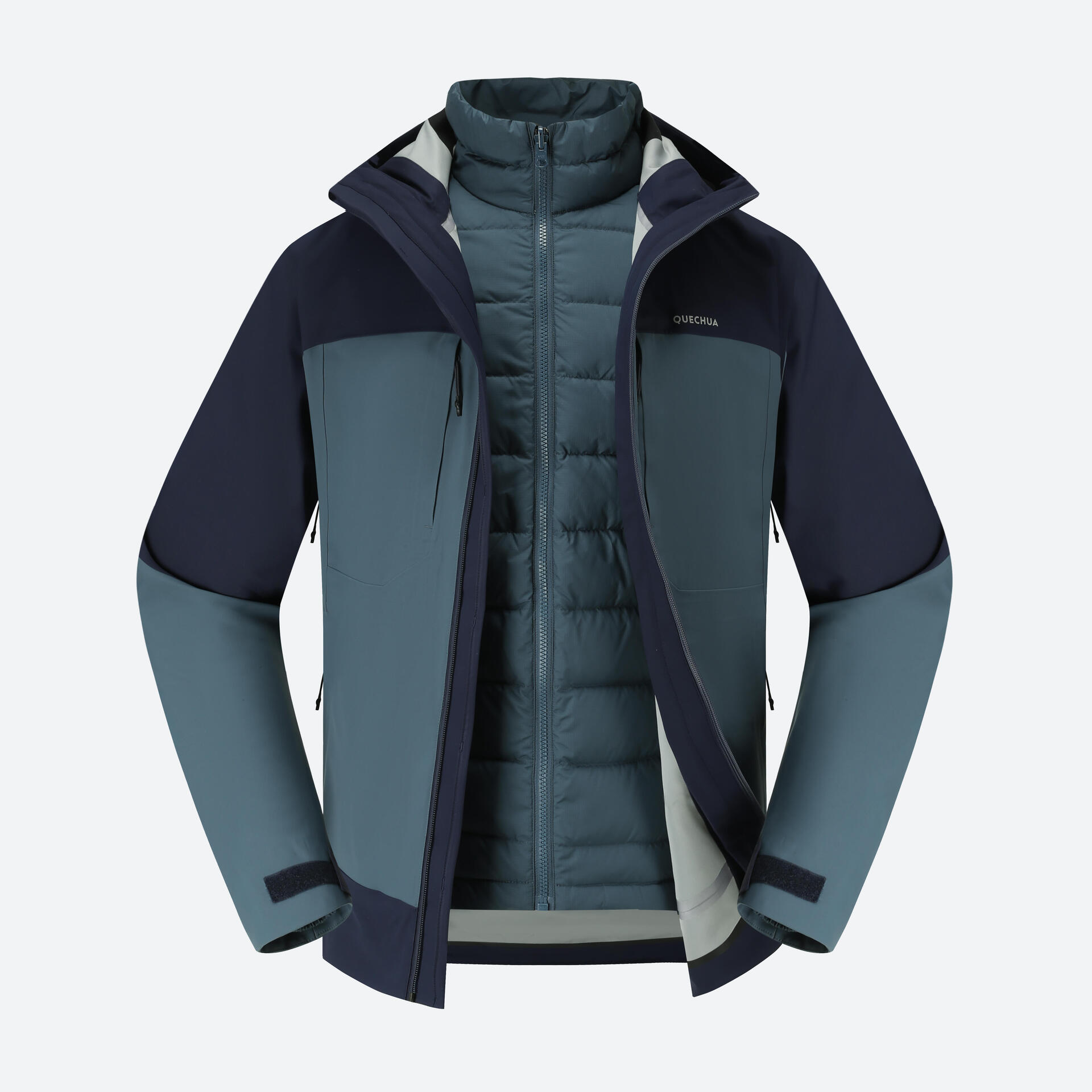 -10°C Men's 3-in-1 Goose Down Snow Hiking Jacket - MH900 - Blue