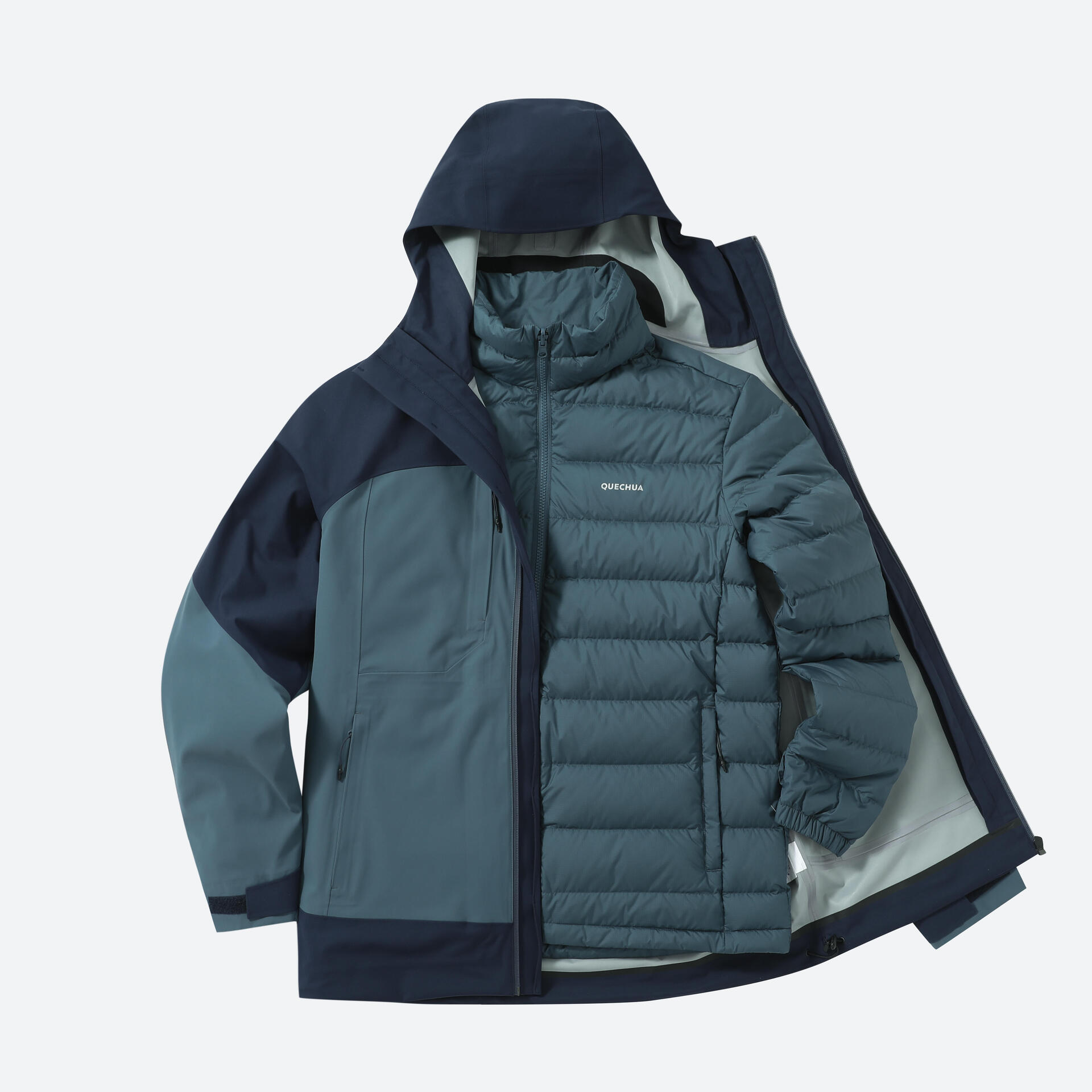 -10°C Men's 3-in-1 Goose Down Snow Hiking Jacket - MH900 - Blue