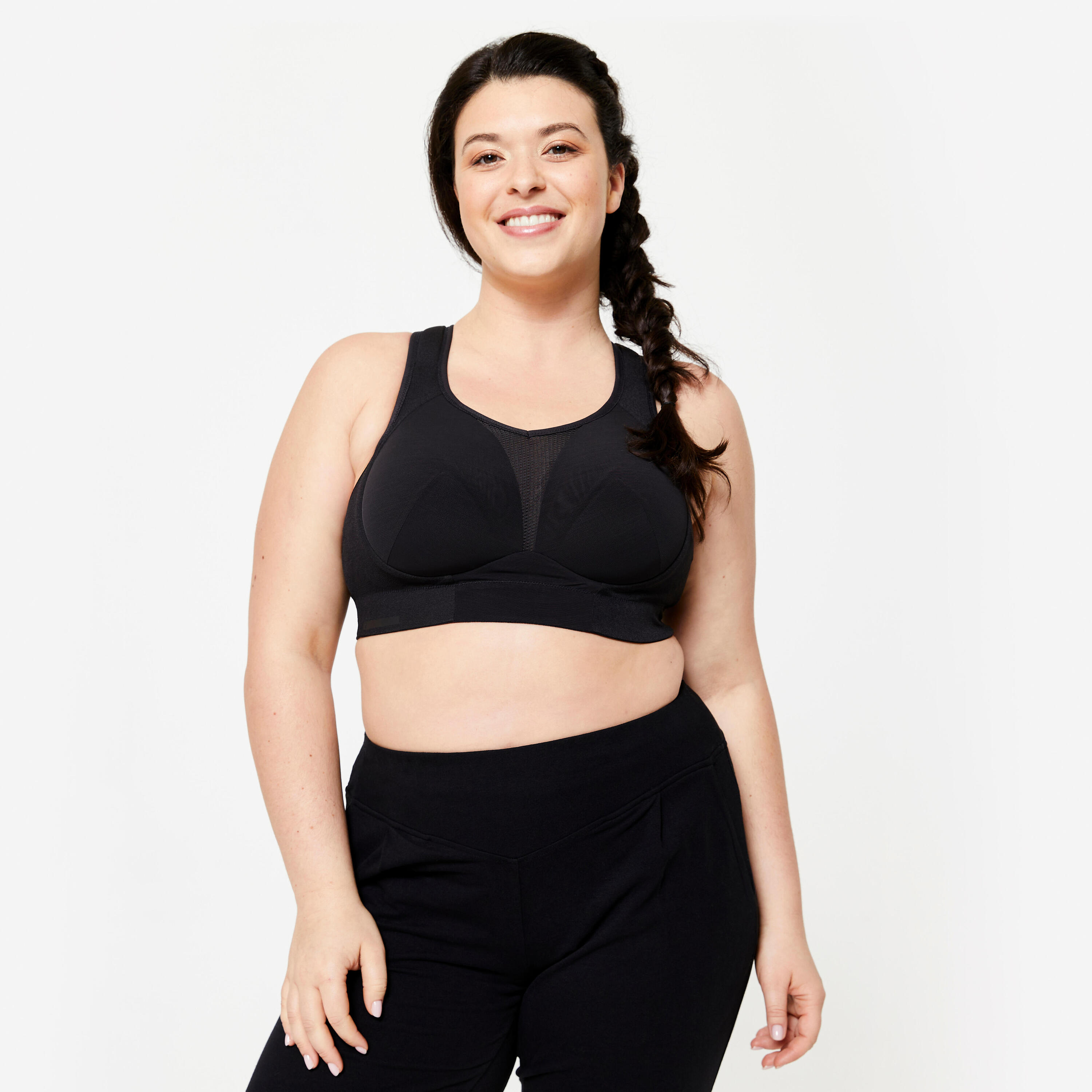 Women's High Support Convertible Strap Sports Bra, E-H Cups - Black ...