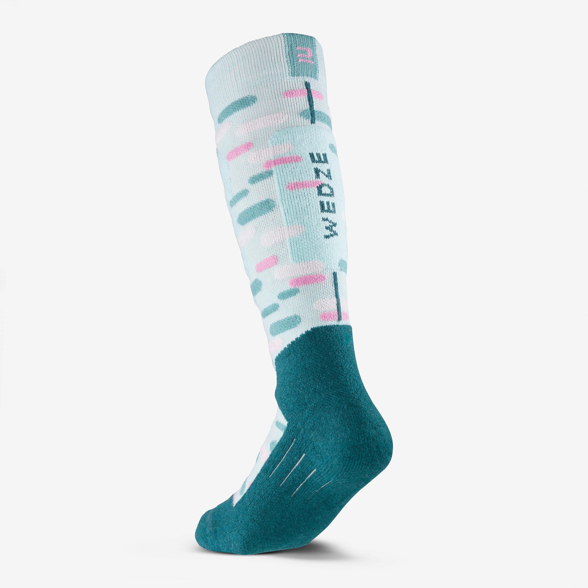 Kids' Ski Socks - 100 - magnolia pink, Arctic blue - Wedze - Decathlon