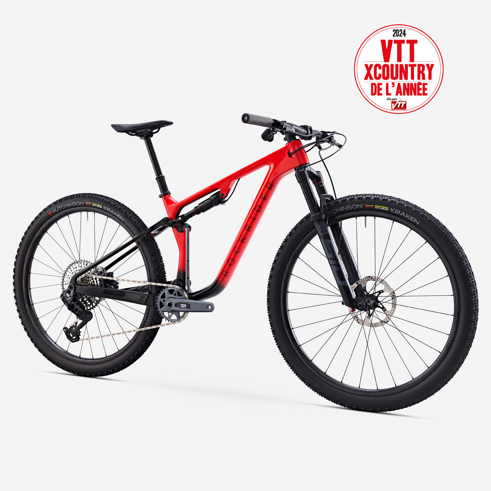 Vélo VTT tout suspendu XC cadre carbone RACE 940 S, Rouge ROCKRIDER ...
