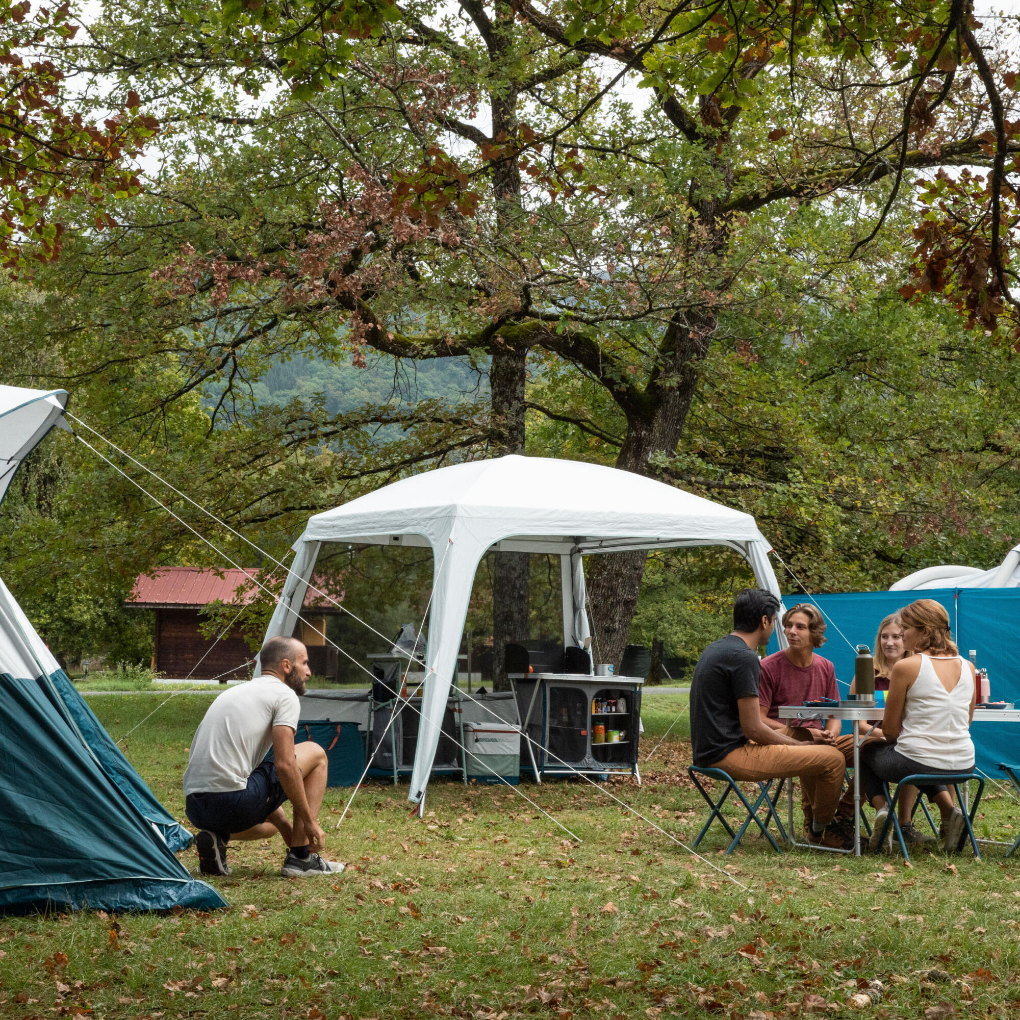 Camping Shelter with Poles 10-Person, Arpenaz Base Fresh - Quechua ...