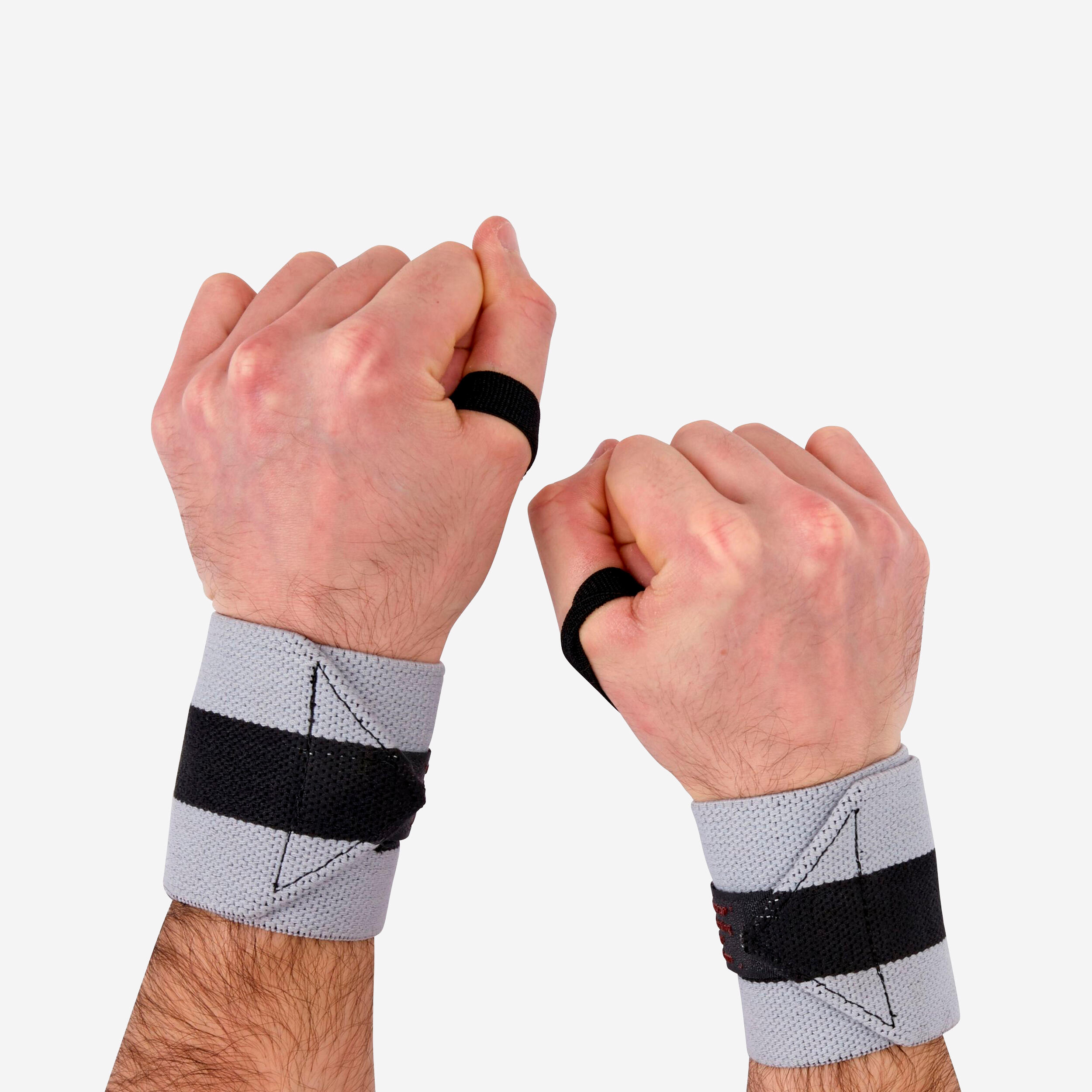 Wrist wraps voor krachttraining lichtgrijs DOMYOS | Decathlon