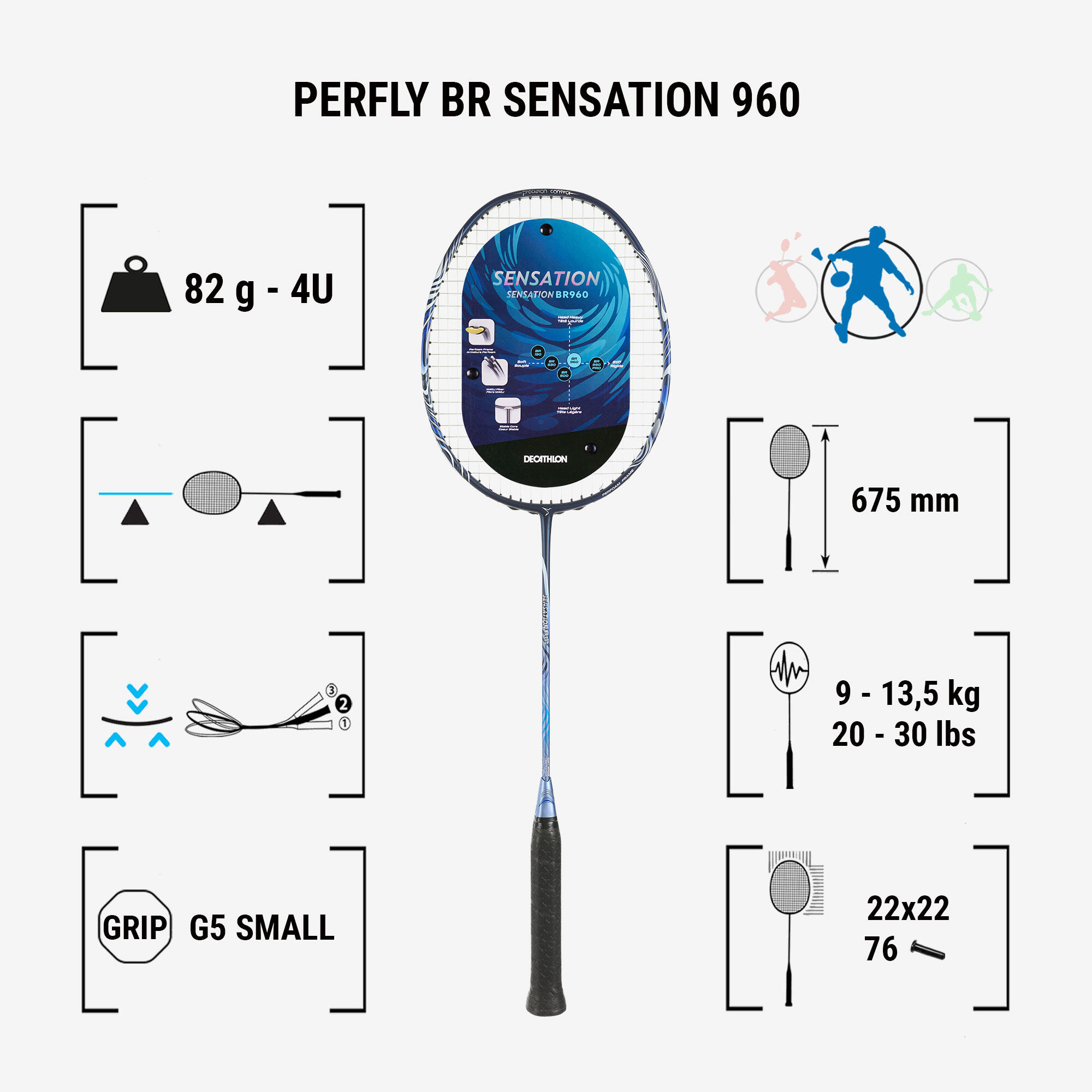 Badminton Racket BR Sensation 960 - -, - - Perfly - Decathlon