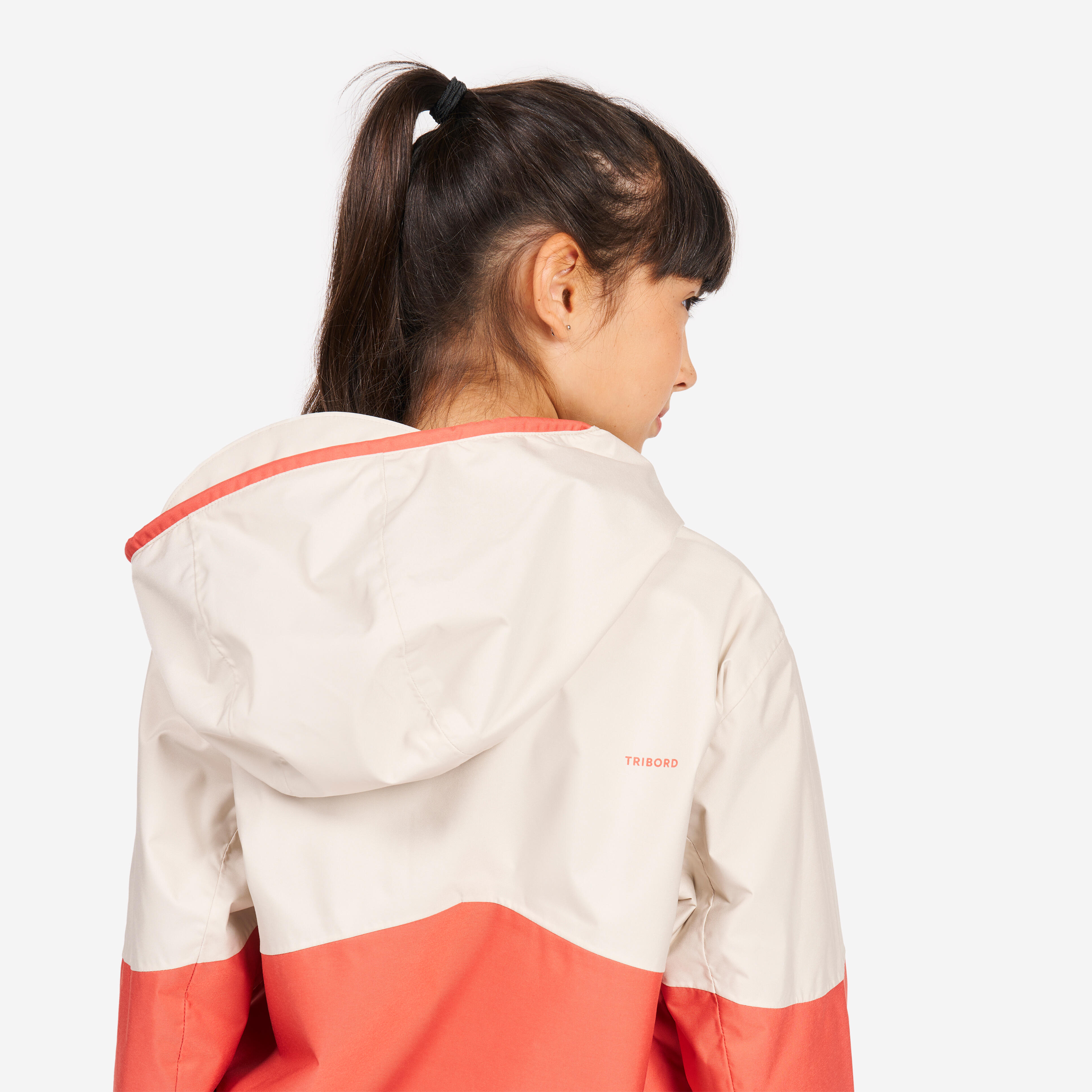 Kids’ sailing waterproof jacket - rain jacket Sailing 100 brick beige ...