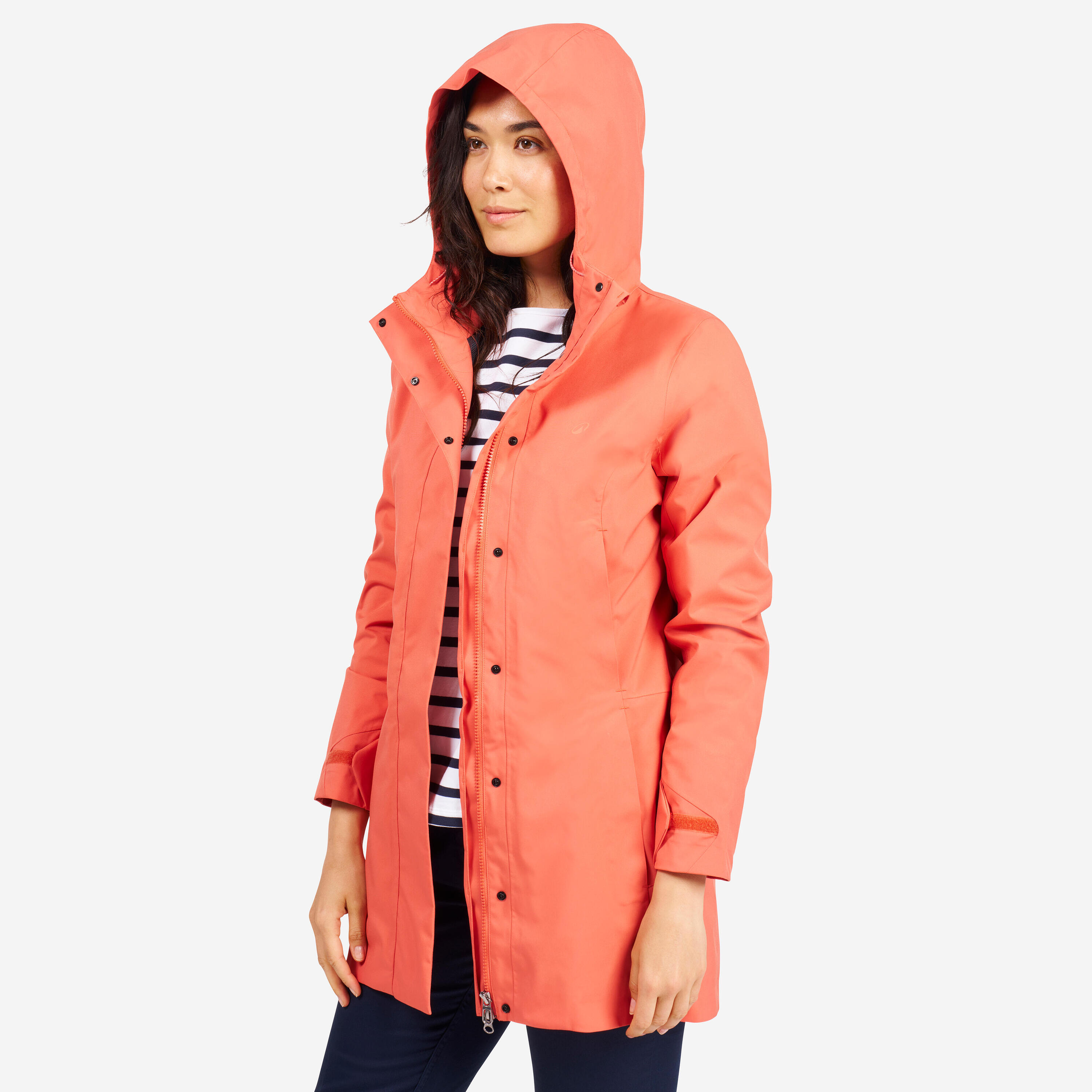 Women’s long waterproof raincoat - Sailing 500 brick TRIBORD | Decathlon