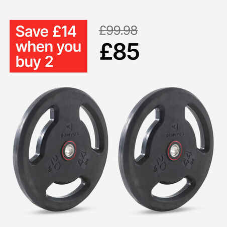 Rubber Weight Disc with Handles 28 mm 20 kg - Decathlon