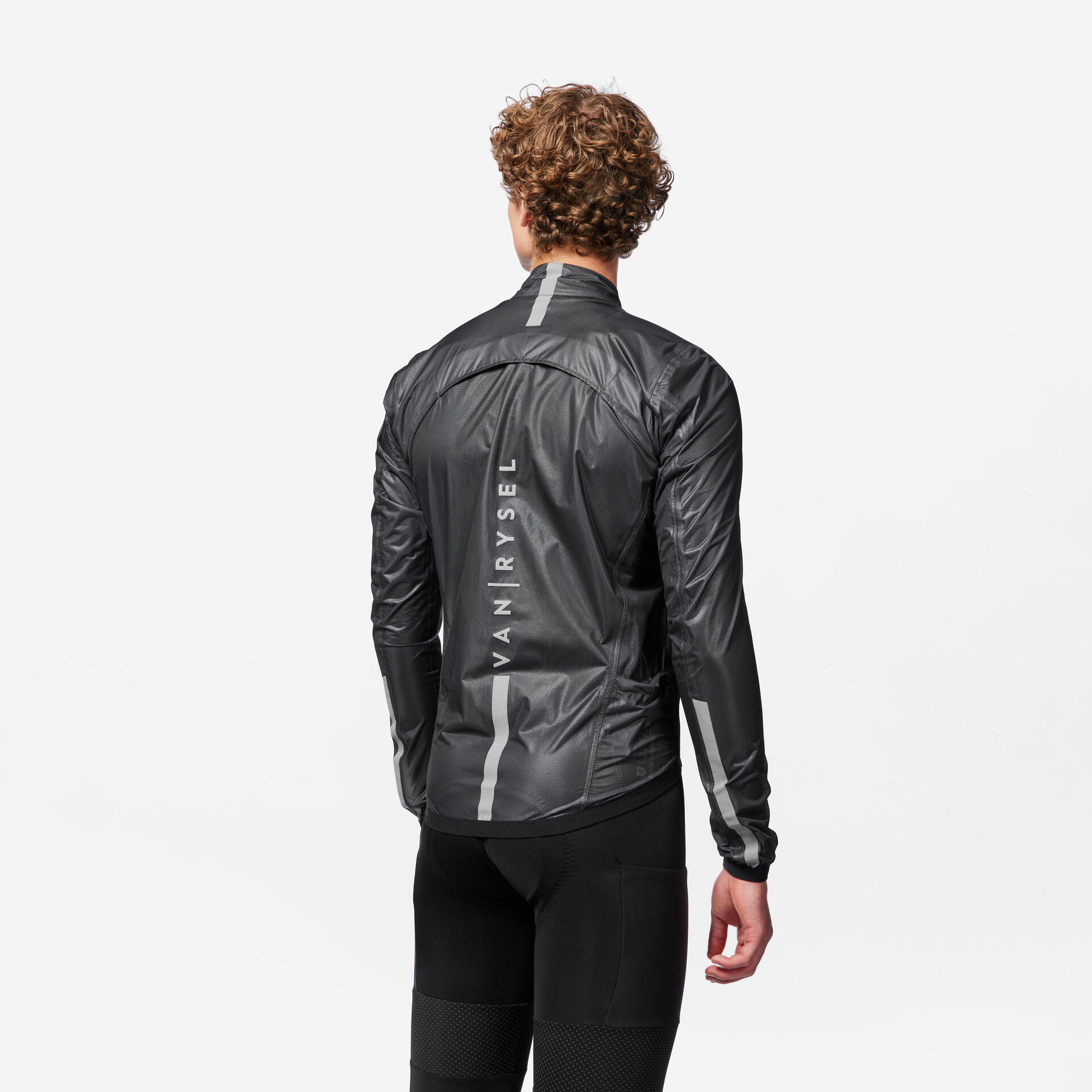 Men's Long-Sleeved Road Cycling Rain Jacket Racer Ultralight - Black