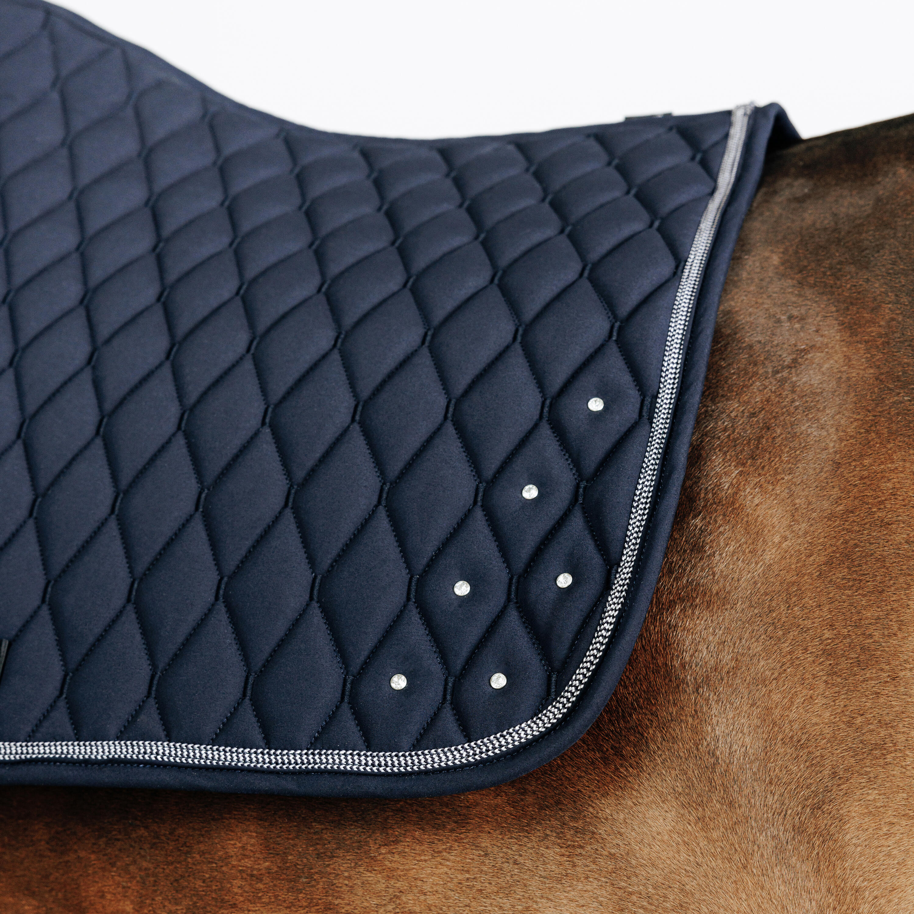 Horse and Pony Riding Rhinestone Saddle Cloth 500 - Navy FOUGANZA ...