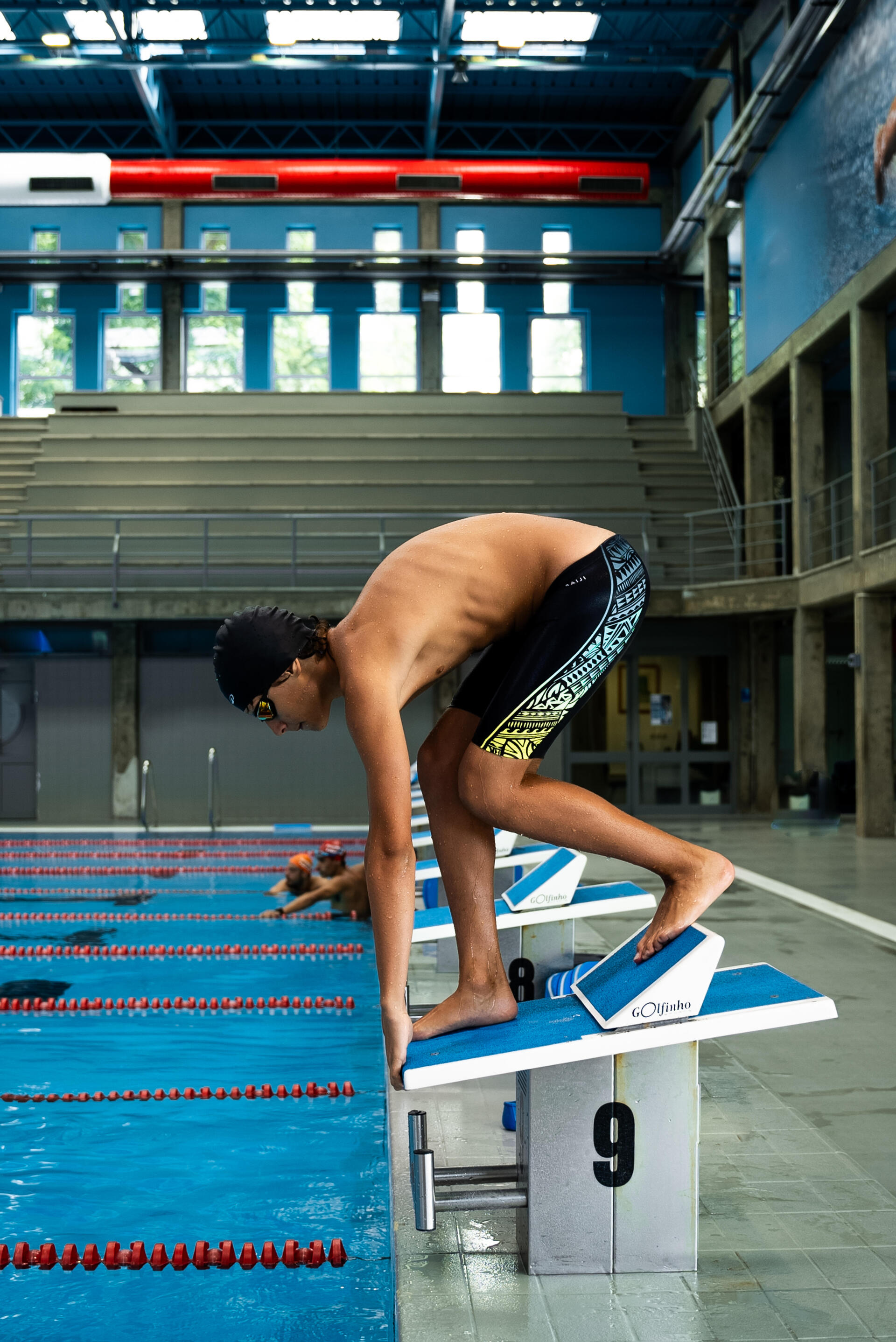 Boys’ swimming jammer - 500 Fitib fatu yellow