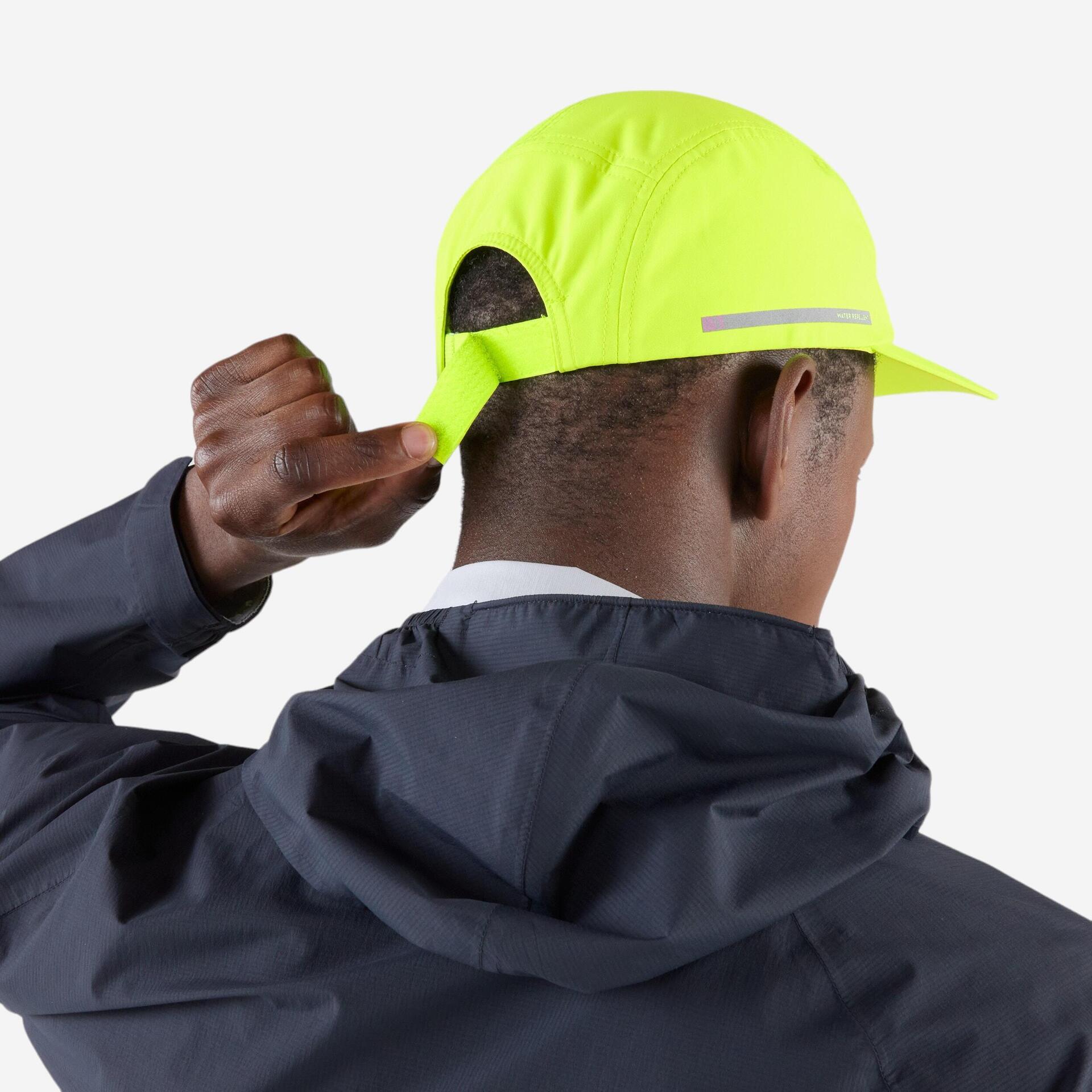 Adult Running Rain Cap - KIPRUN Water Repellent 5 Panel - Yellow