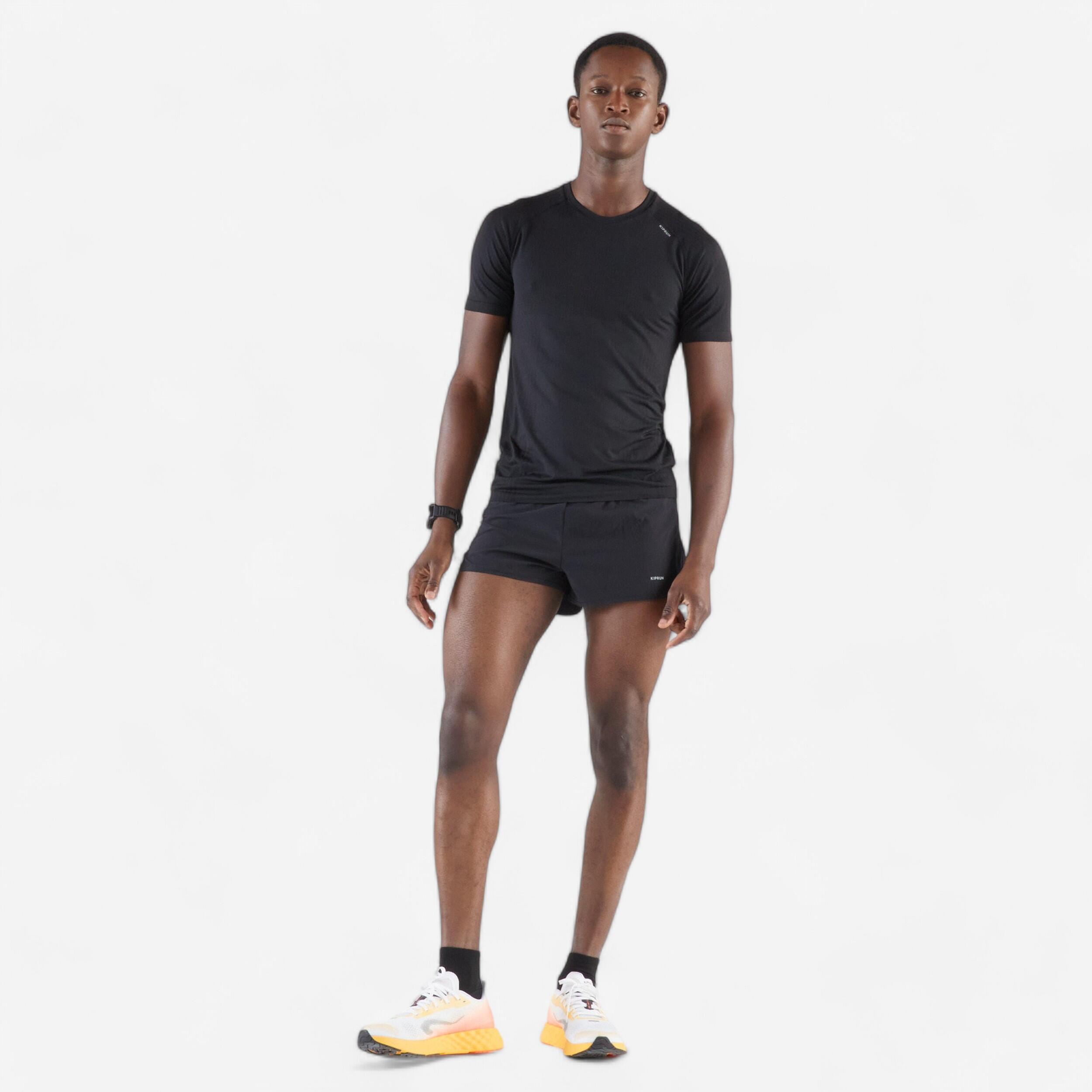 Men’s Running Shorts Split - Run 500 - smoked black - Kiprun - Decathlon