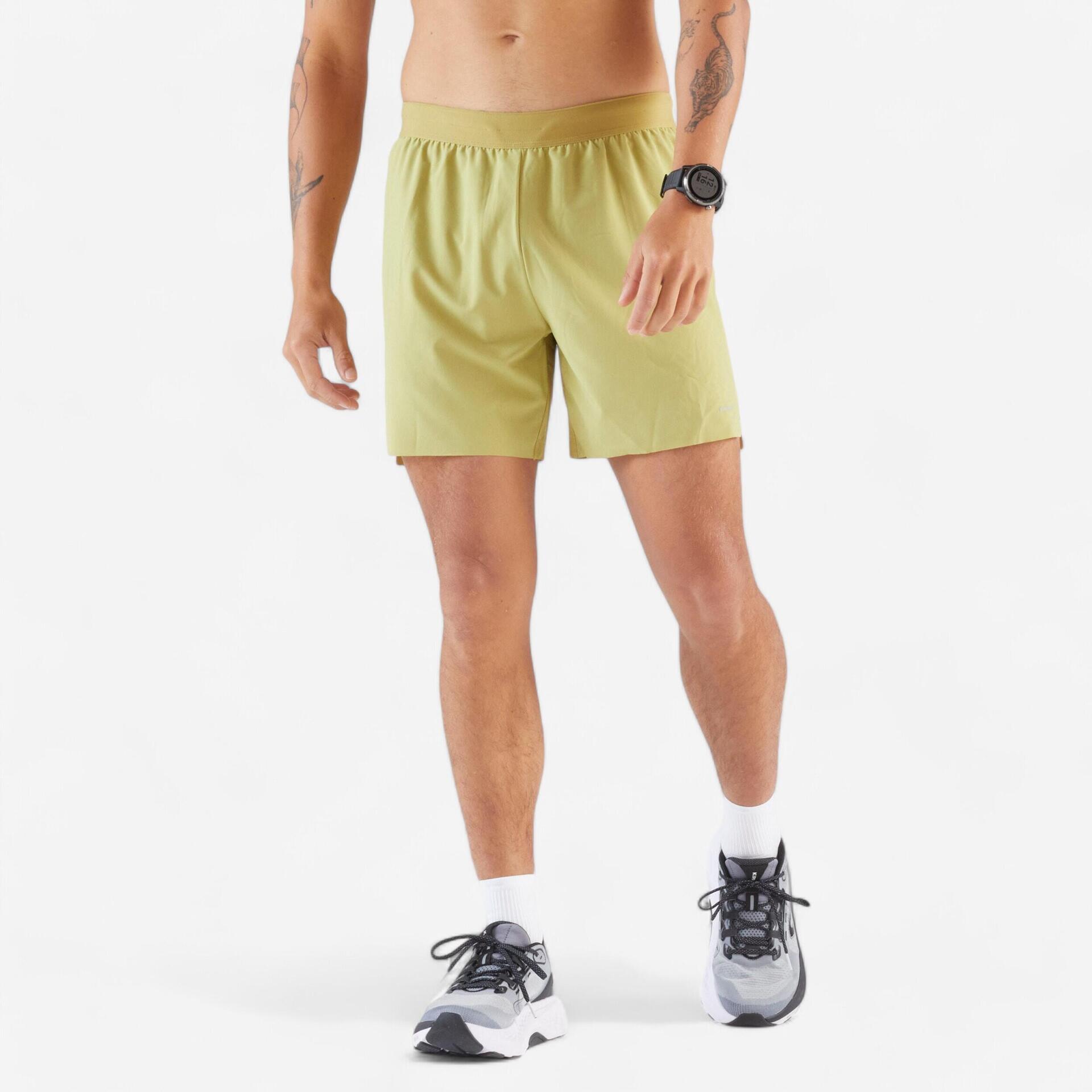 Men's Running Light Shorts Run 500 Comfort - Khaki Green
