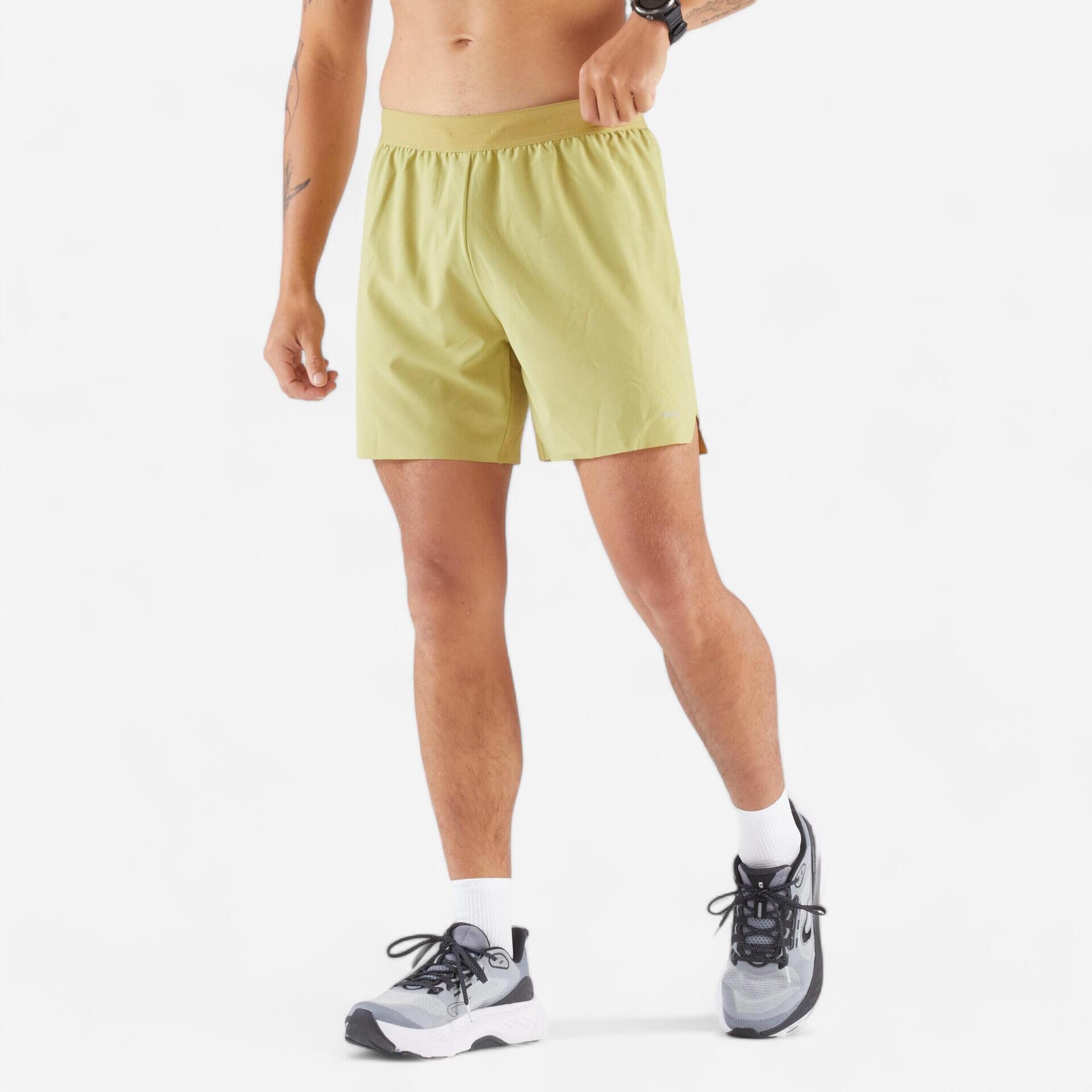 Men's Running Light Shorts Run 500 Comfort - Khaki Green