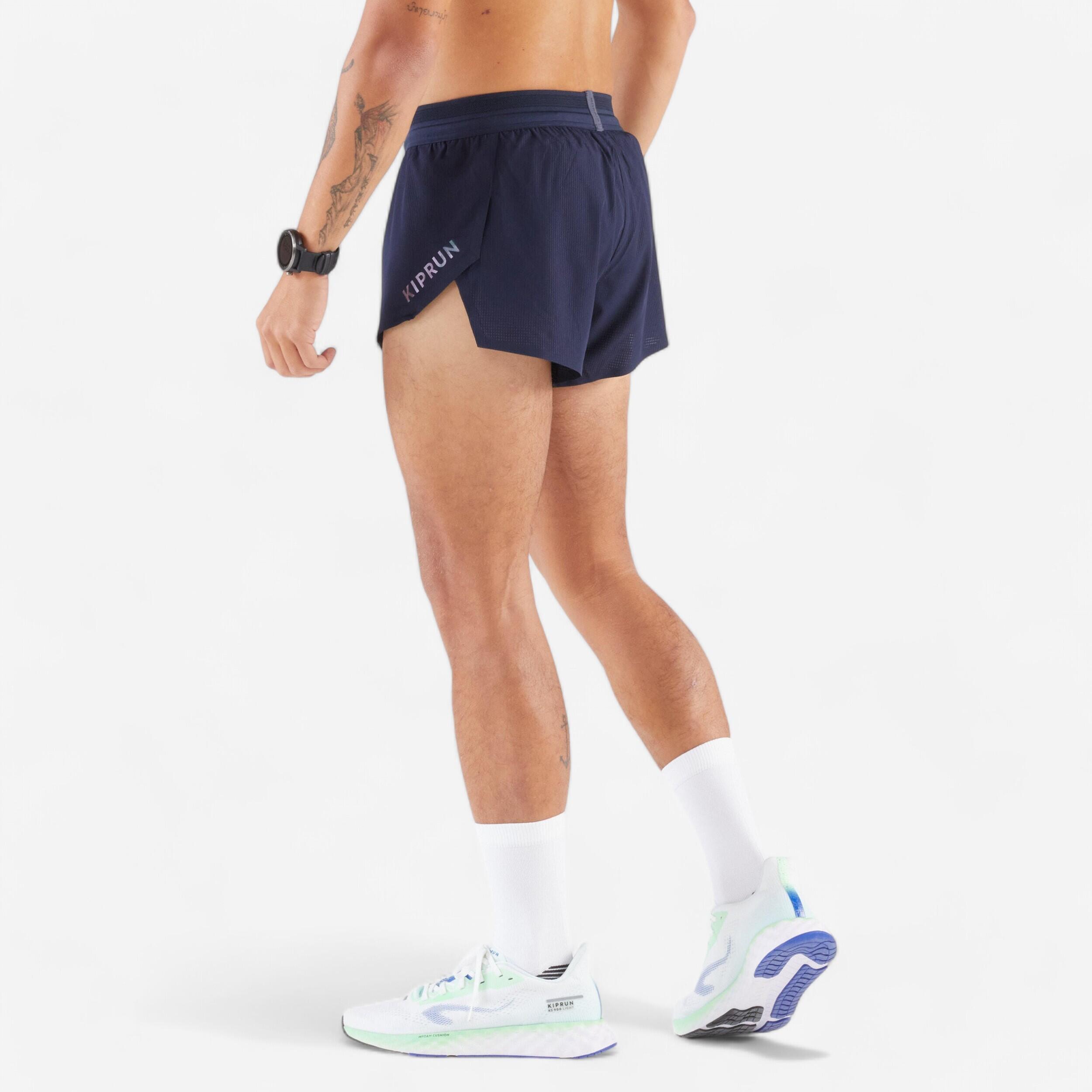 900 split men's running shorts with built-in briefs - dark blue - Decathlon