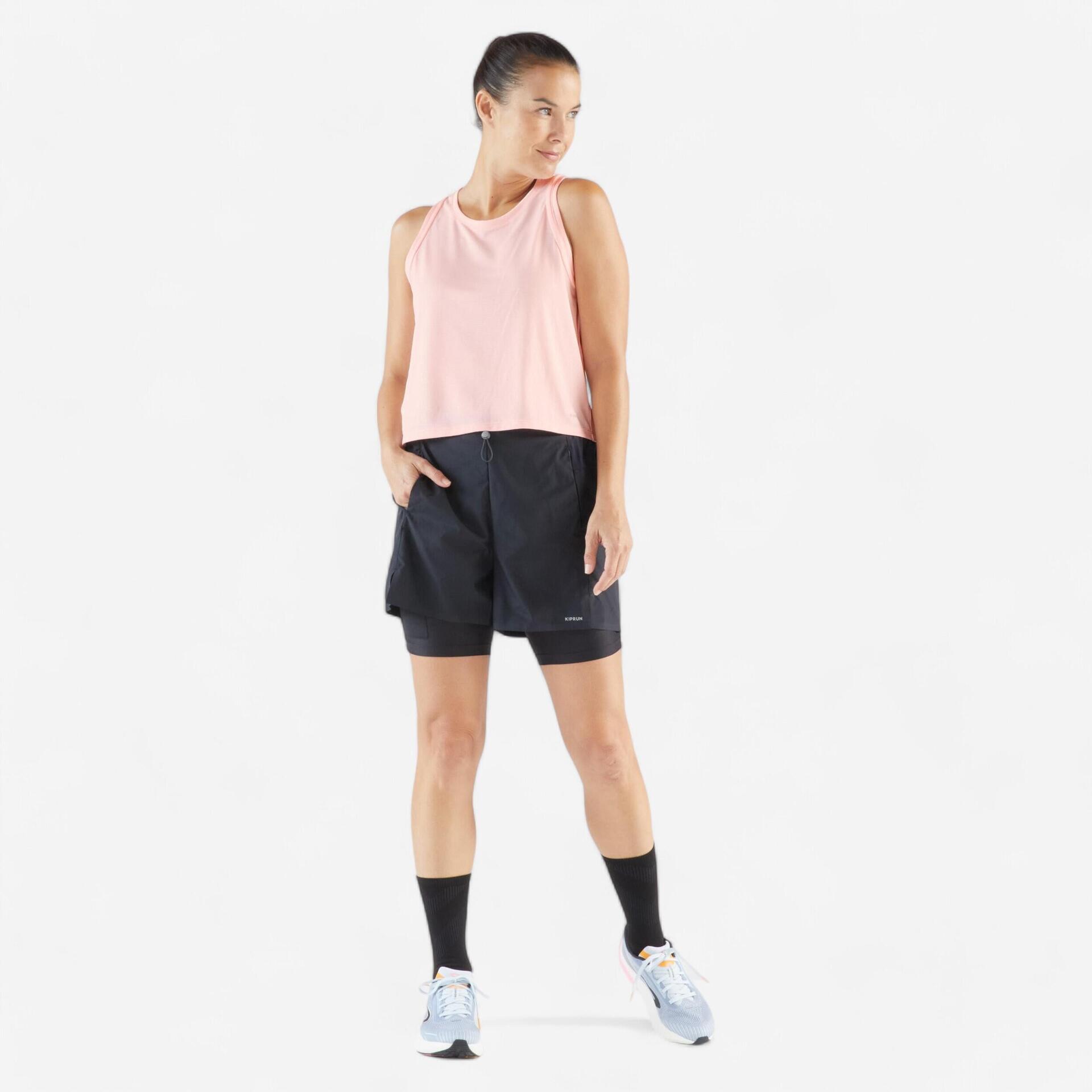 Women's Running Breathable Cropped Tank Top KIPRUN Run 500 - Pink