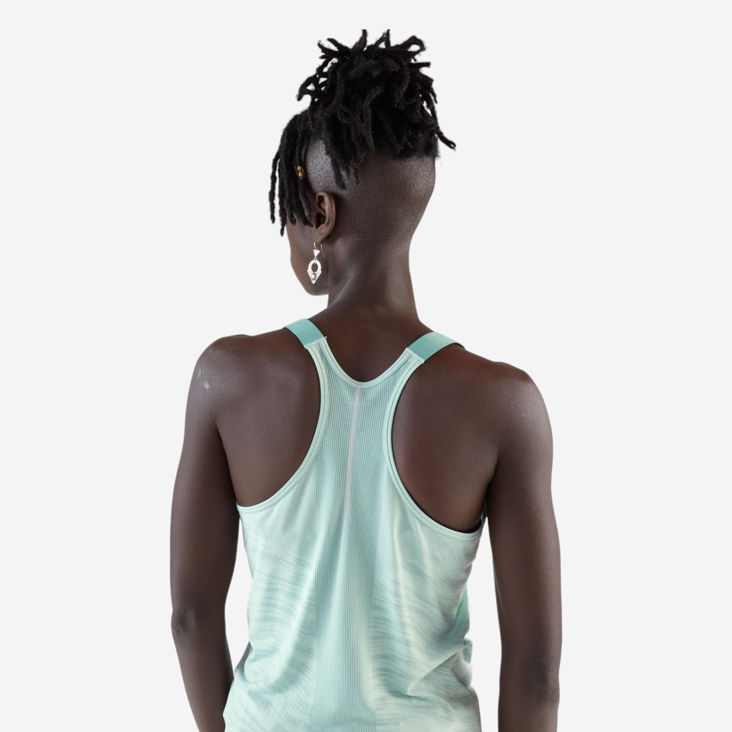 KIPRUN Run 500 women's running tank top with built-in bra - green ...