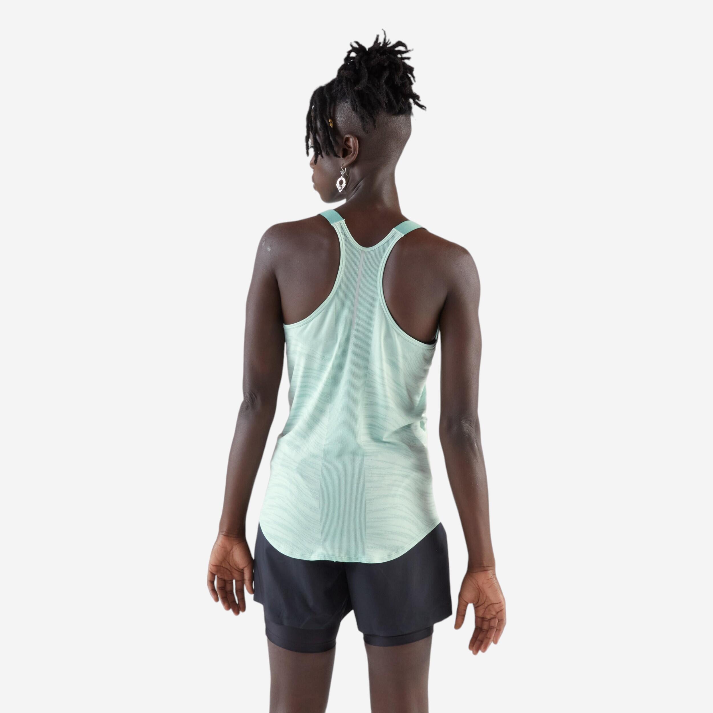 KIPRUN Run 500 women's running tank top with built-in bra - green ...