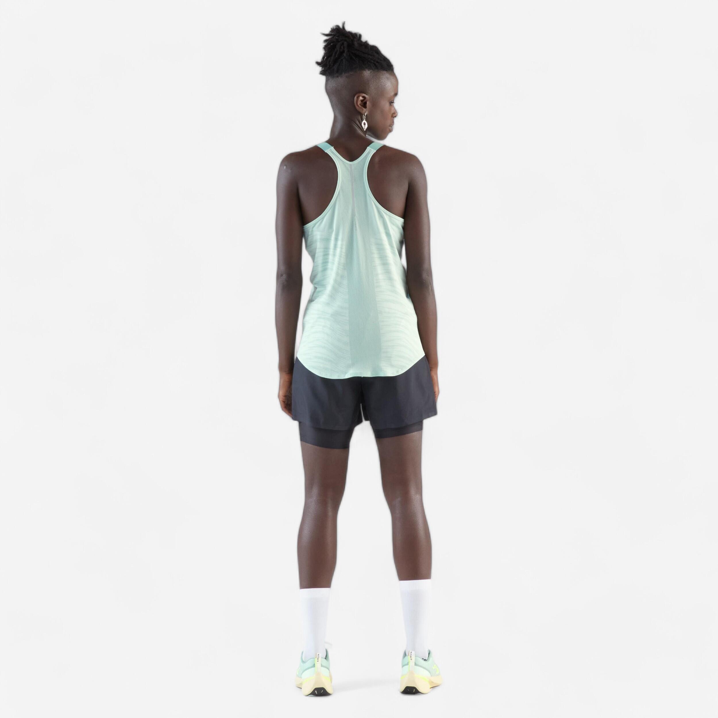 KIPRUN Run 500 women's running tank top with built-in bra - green ...